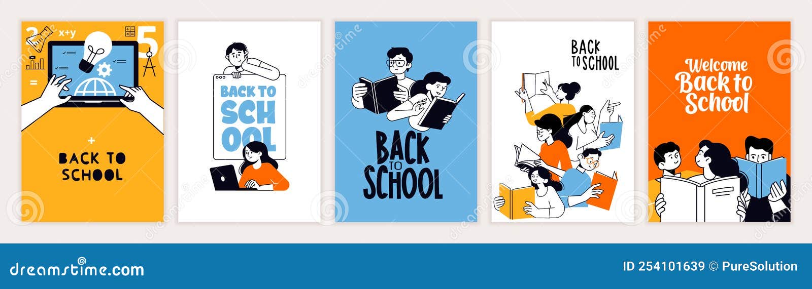 Set of Back To School Posters Stock Vector - Illustration of design ...