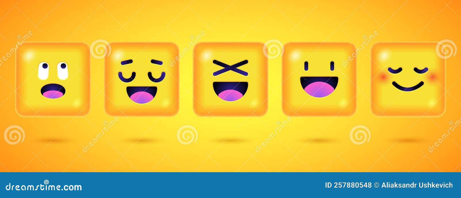 Square Emoticons Yellow Emoji Faces Emoticon Smile, Digital Smiley ...