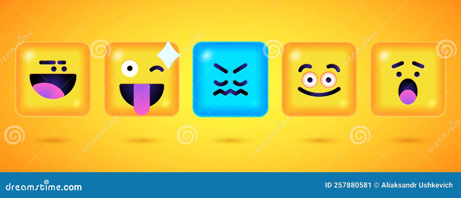 Square Emoticons Yellow Emoji Faces Emoticon Smile, Digital Smiley ...