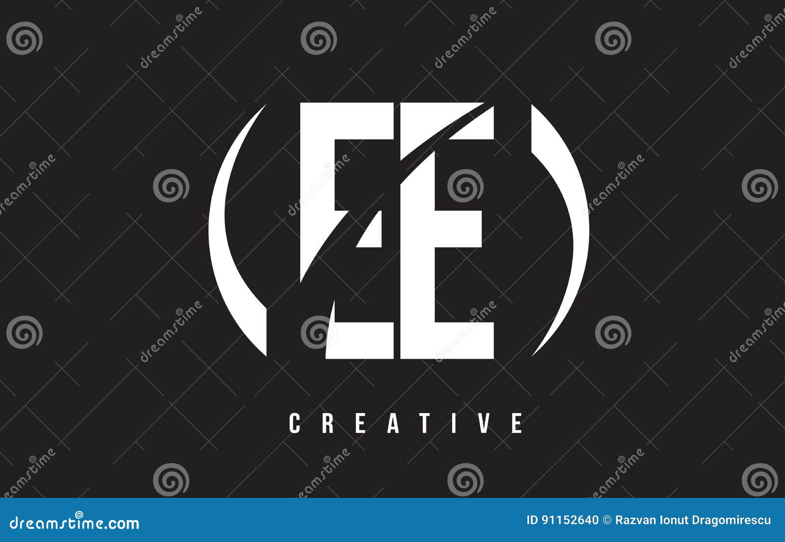 EE E E White Letter Logo Design with Black Background. Stock Vector ...