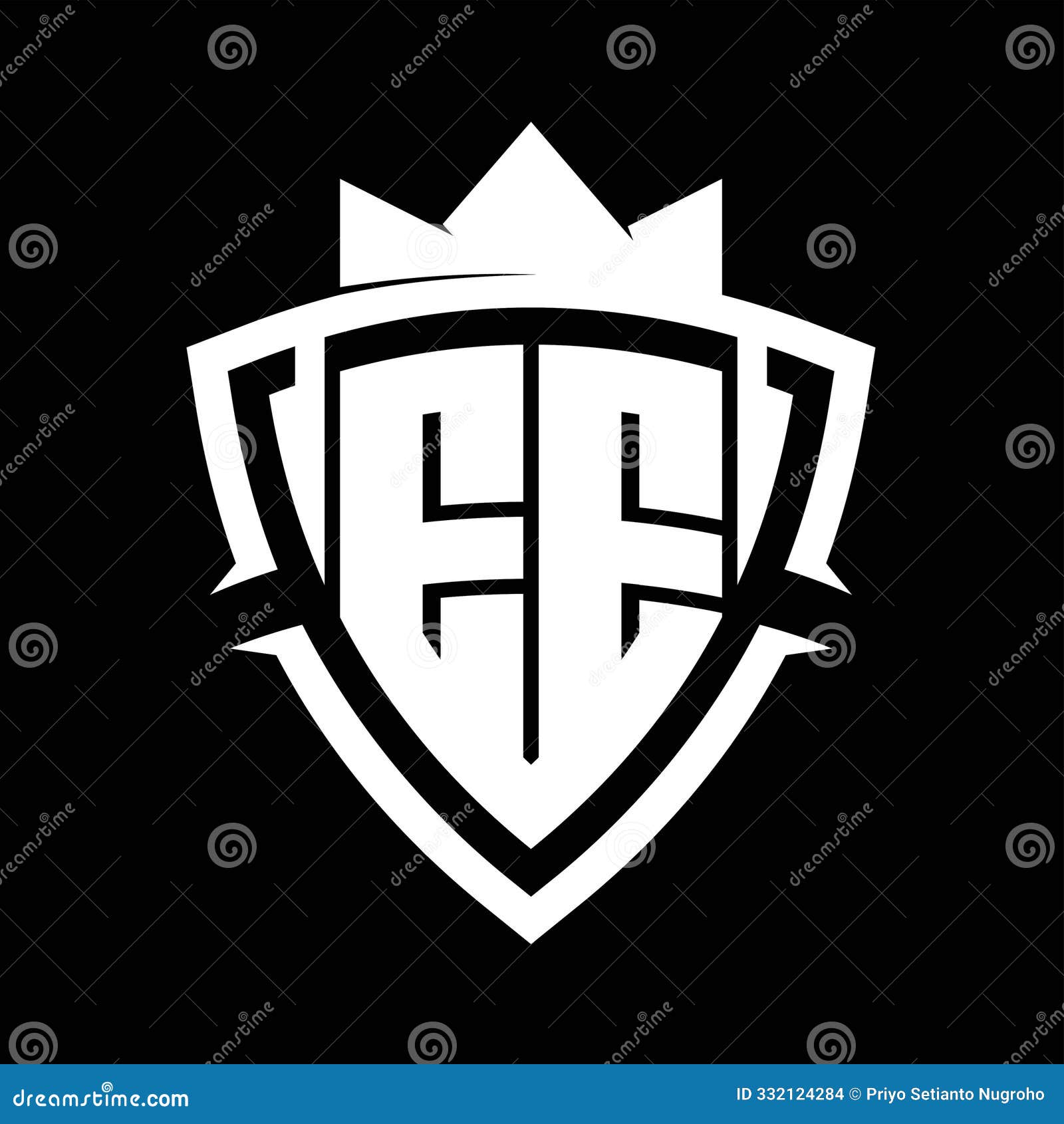 EE Letter Monogram With Triangle Curve Shield Shape With Crown White ...