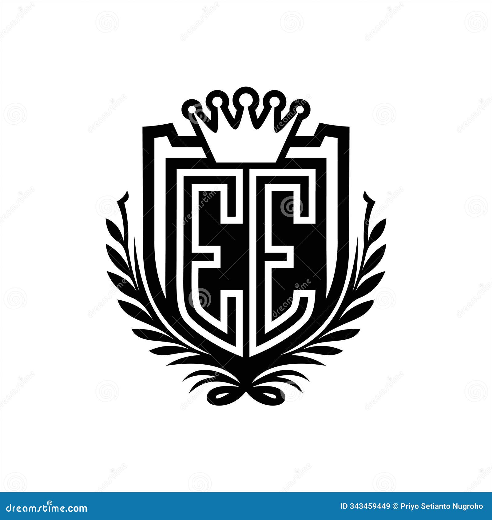 EE Logo Heraldic Shield Shape With Crown, Vintage Crest On White ...