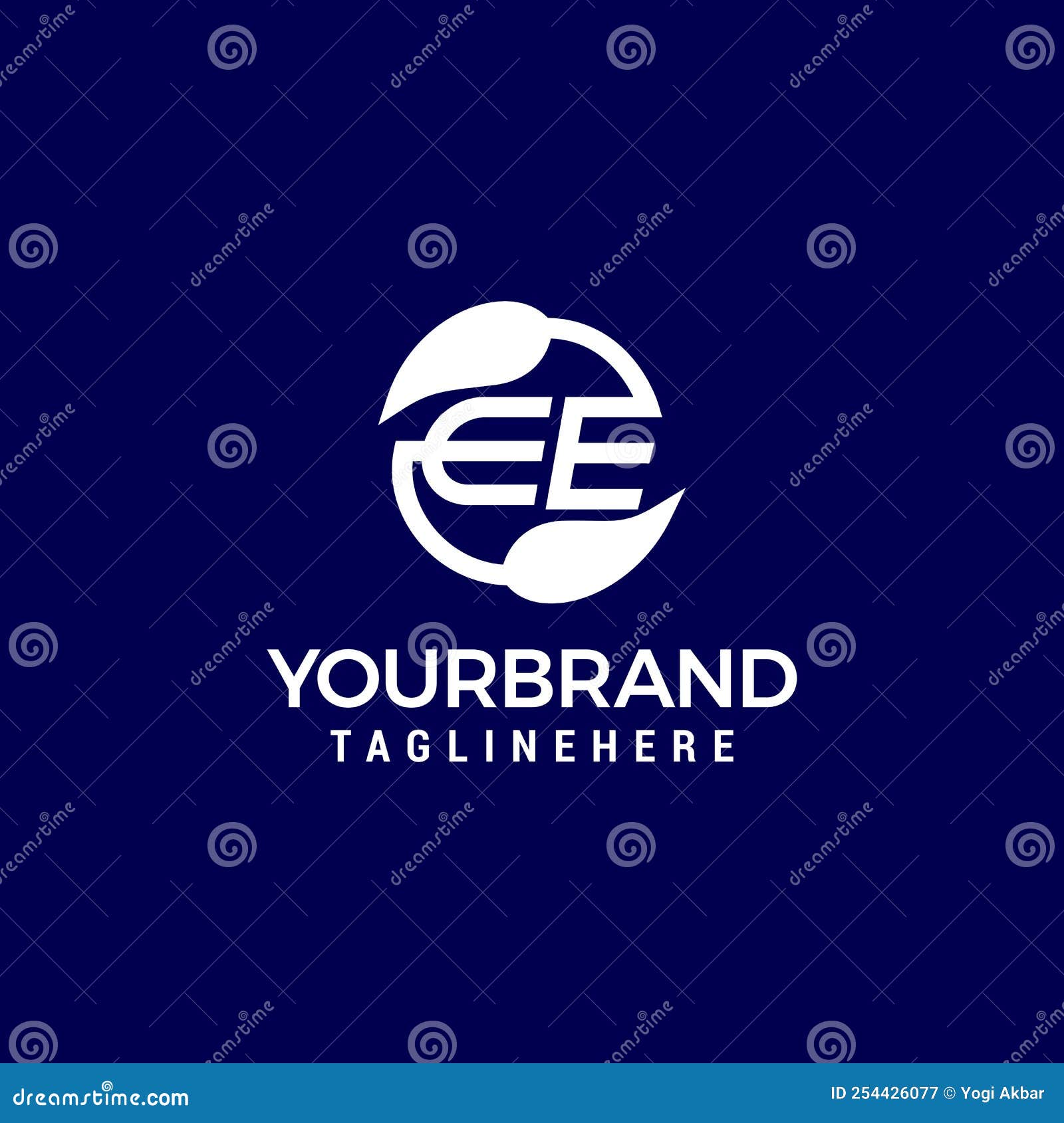 EE Logo Monogram with Green Leaf Nature Organic Bio Curved Shape ...