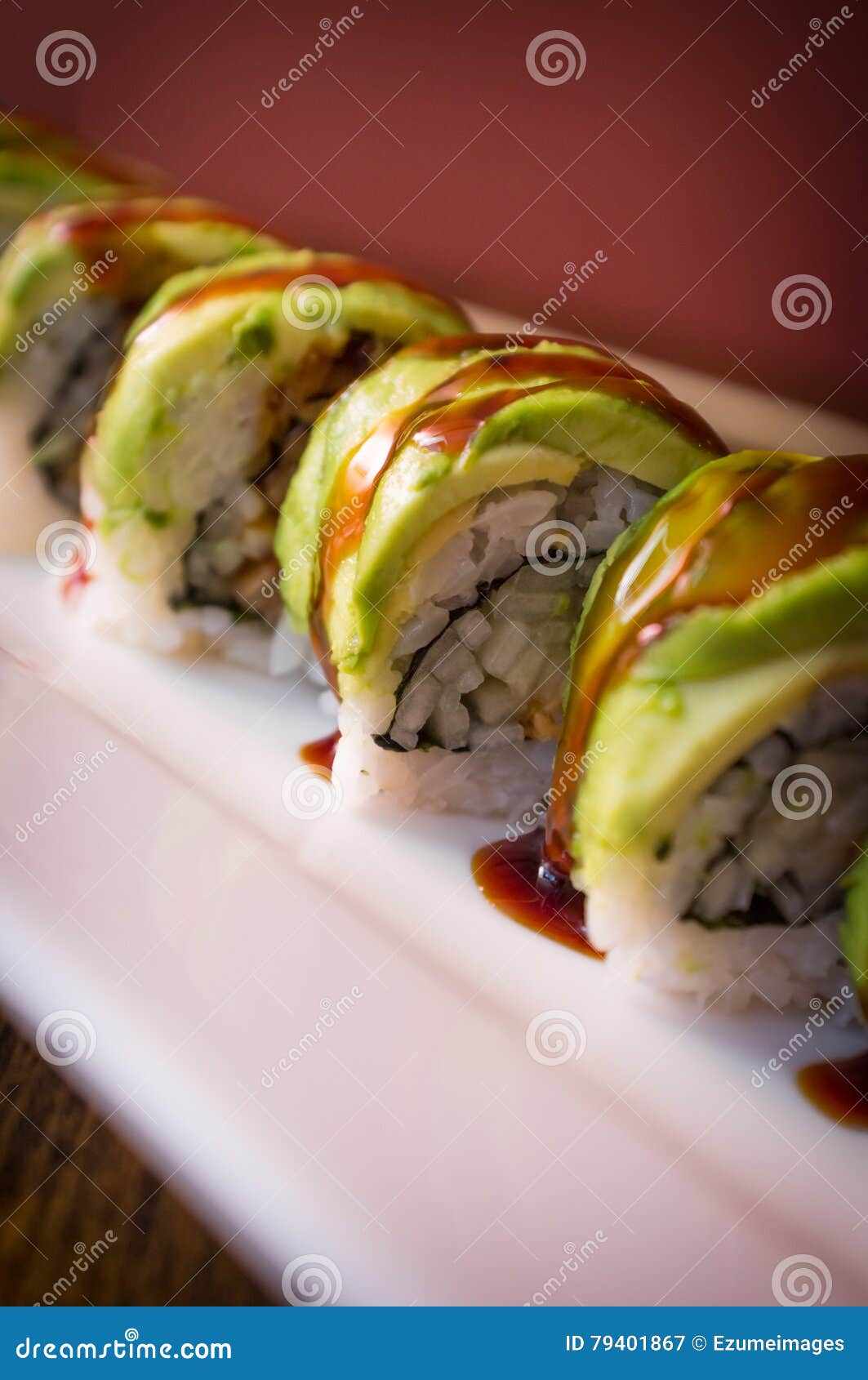 Eel Avacado Dragon Roll stock image. Image of seaweed - 79401867
