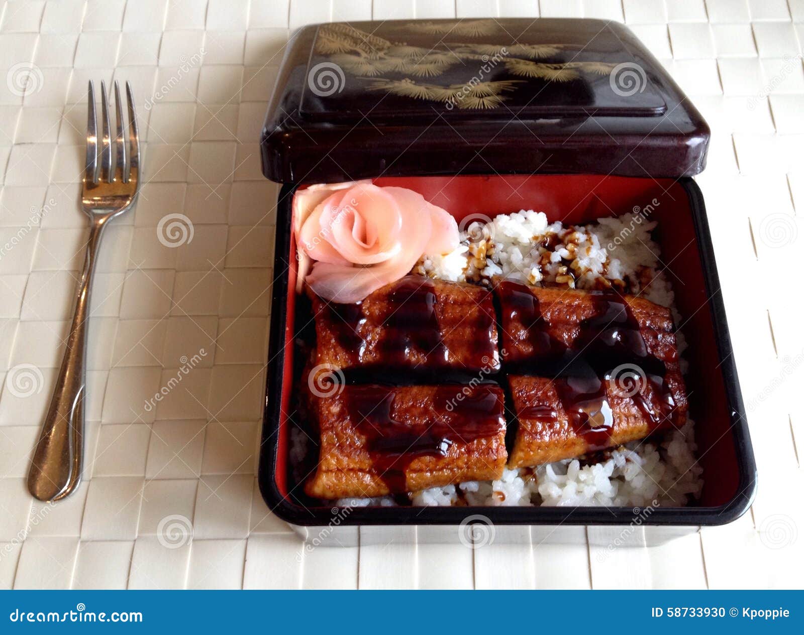 Eel bento stock photo. Image of rice, bento, fish, food - 58733930