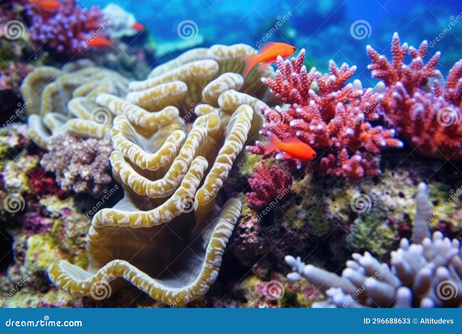 Eel Emerging from Coral Reef To Feed on Small Fish Stock Image - Image ...