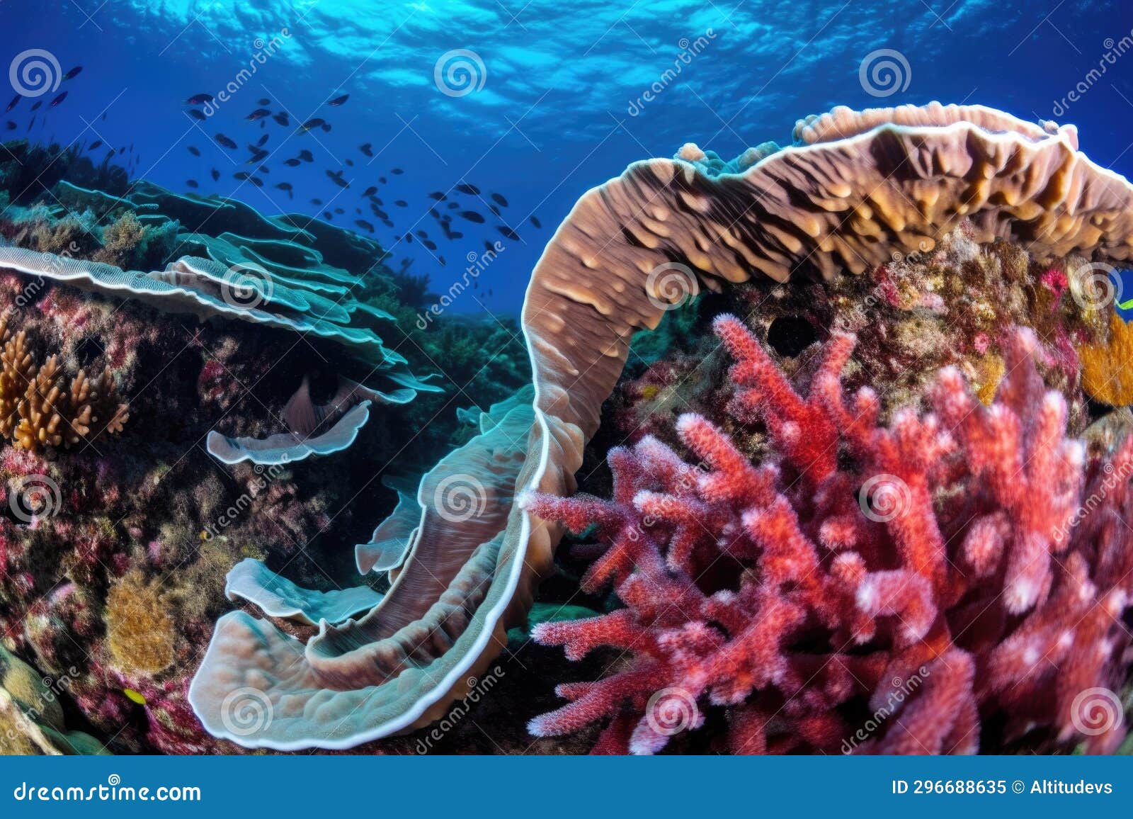 Eel Emerging from Coral Reef To Feed on Small Fish Stock Image - Image ...