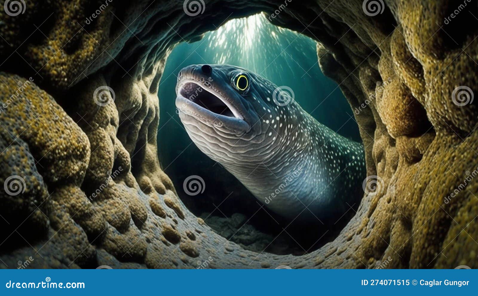 Eel Fish in Cave stock illustration. Illustration of fish - 274071515