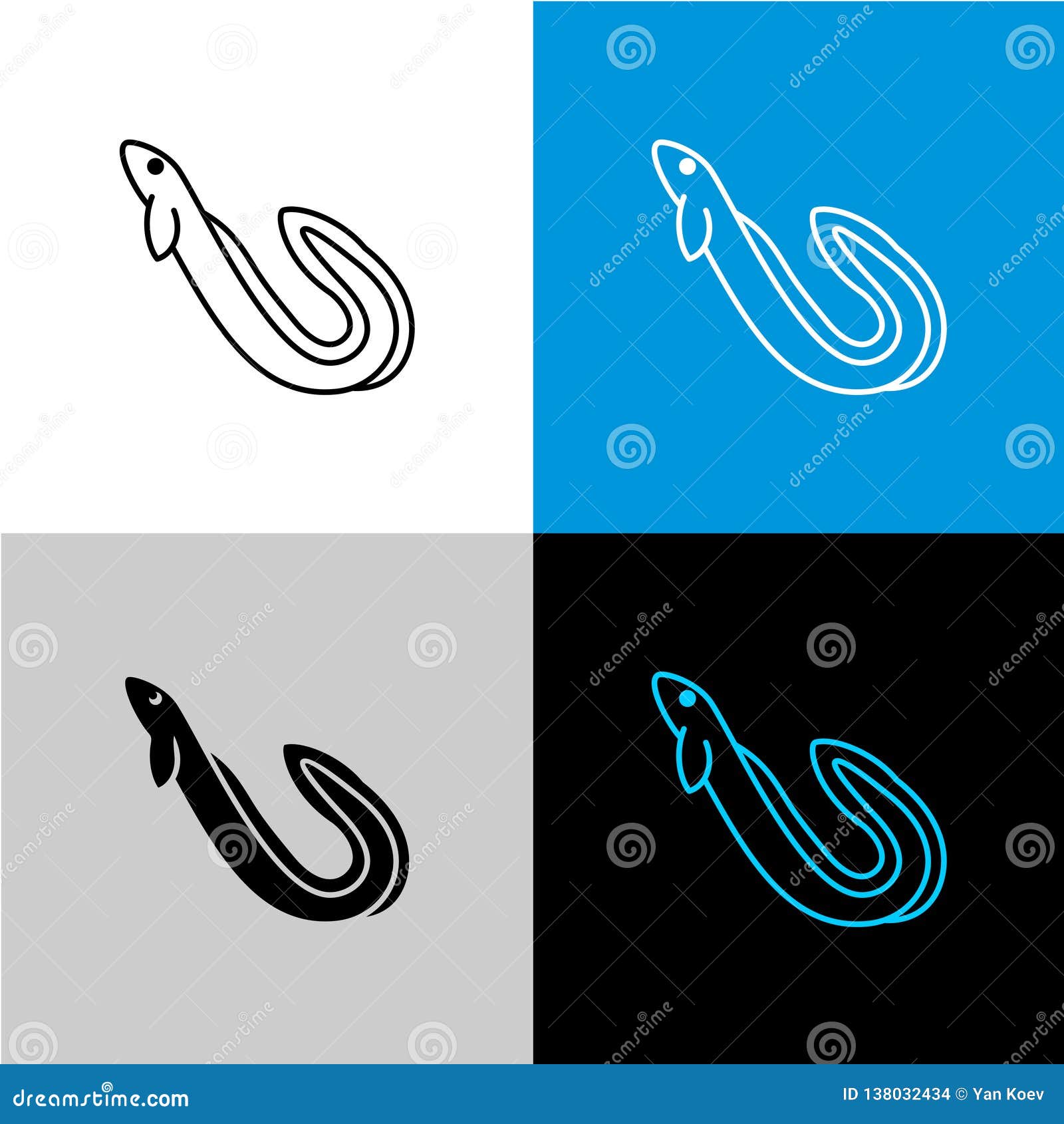 Eel Fish Icon. Line Style Symbol of River Eel Stock Vector ...