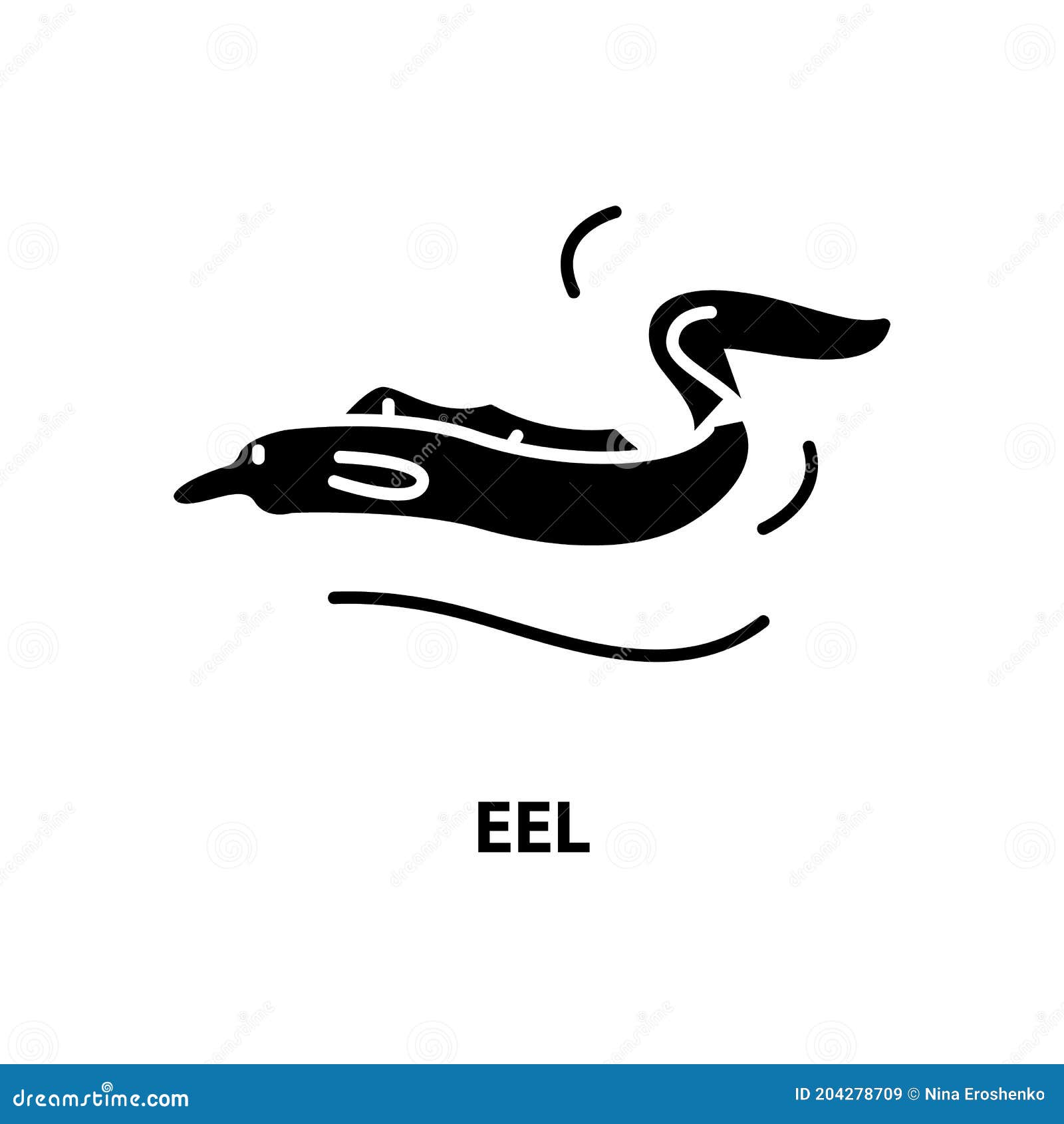 Eel Icon, Black Vector Sign with Editable Strokes, Concept Illustration ...