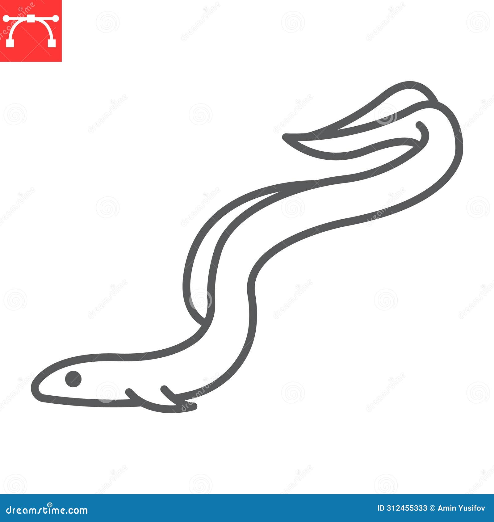 Eel line icon stock vector. Illustration of store, restaurant - 312455333