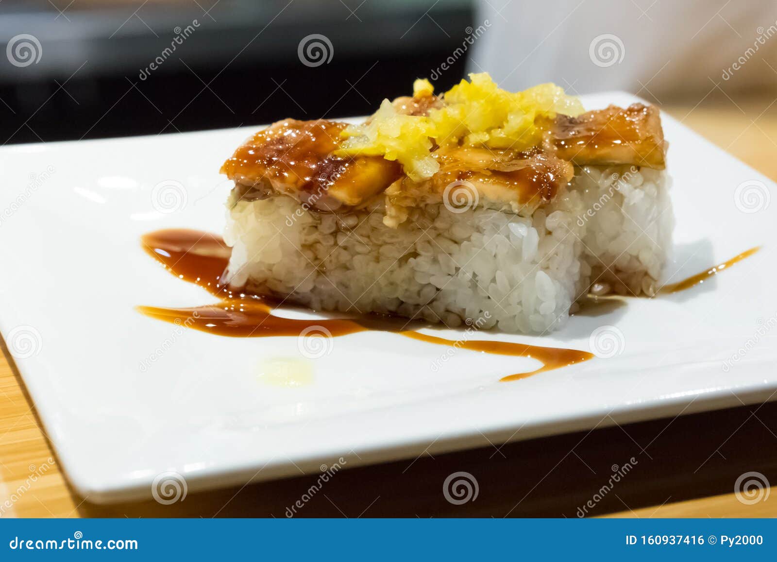 Eel Pressed Sushi stock photo. Image of sushi, plate - 160937416