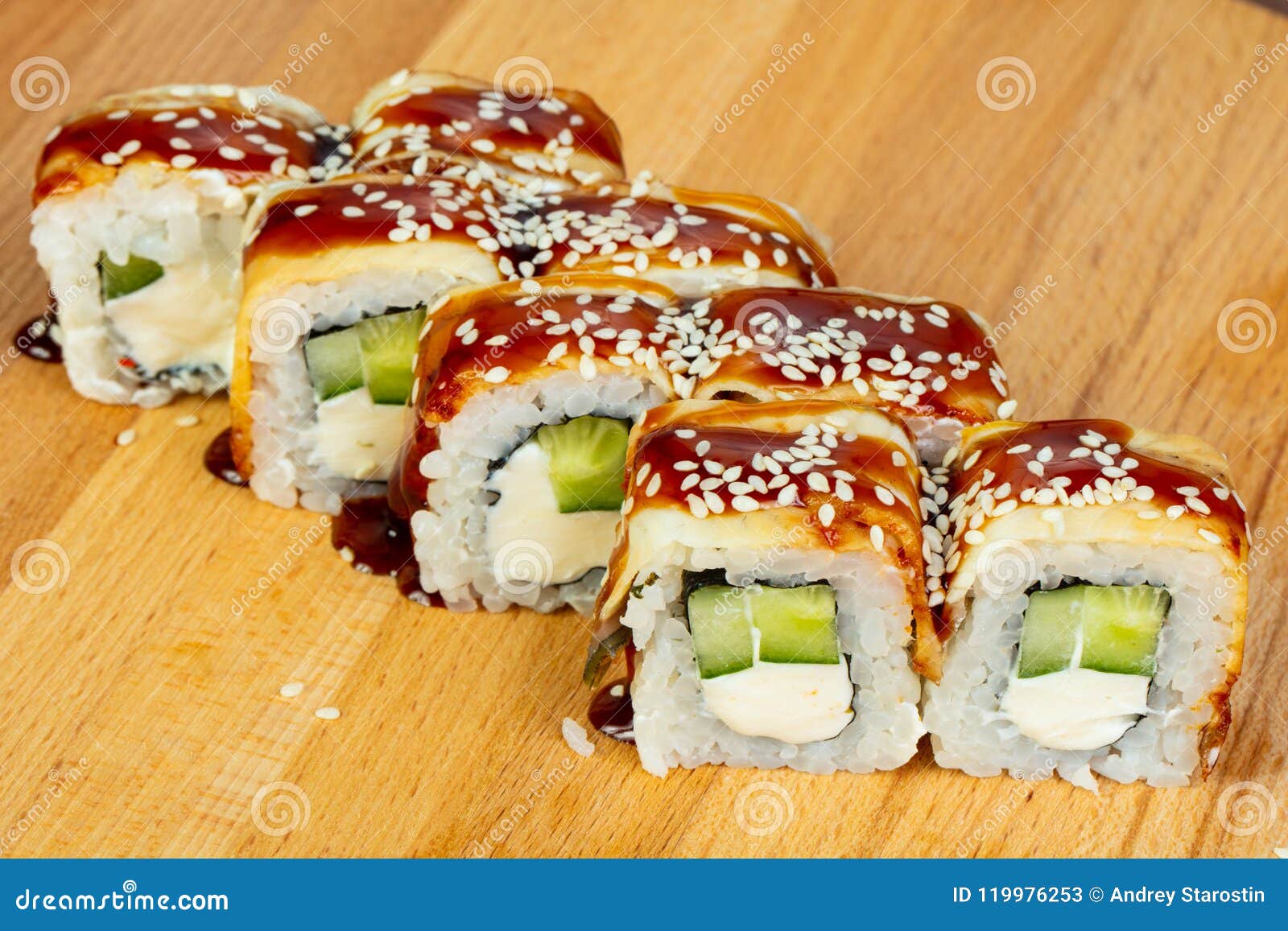 Eel roll with cheese stock image. Image of meal, healthy - 119976253