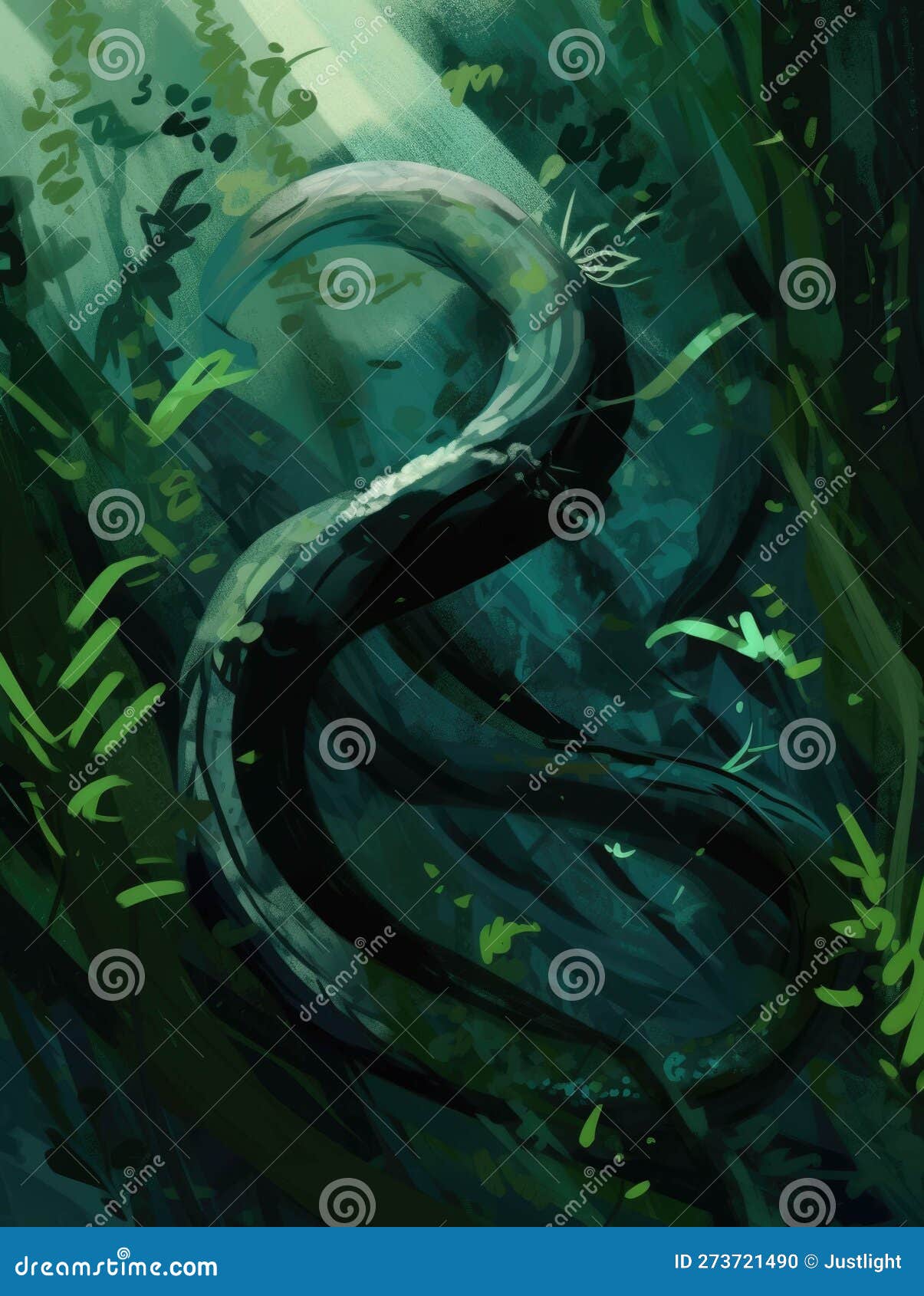 An Eel Slithering through an Underwater Forest of Kelp Its Scales ...