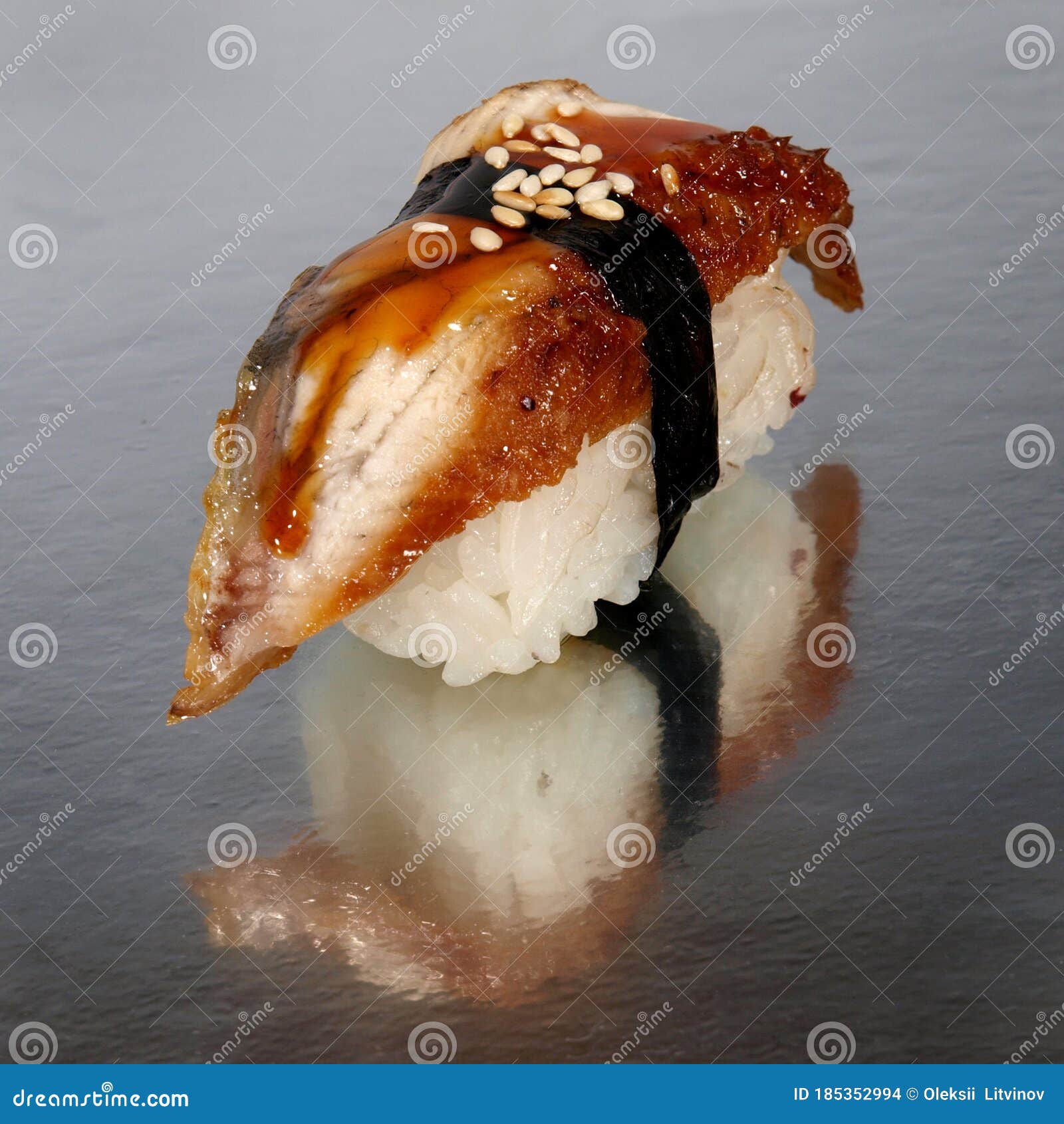 Eel Sushi on a Shiny Surface. Japanese Kitchen Stock Photo - Image of ...
