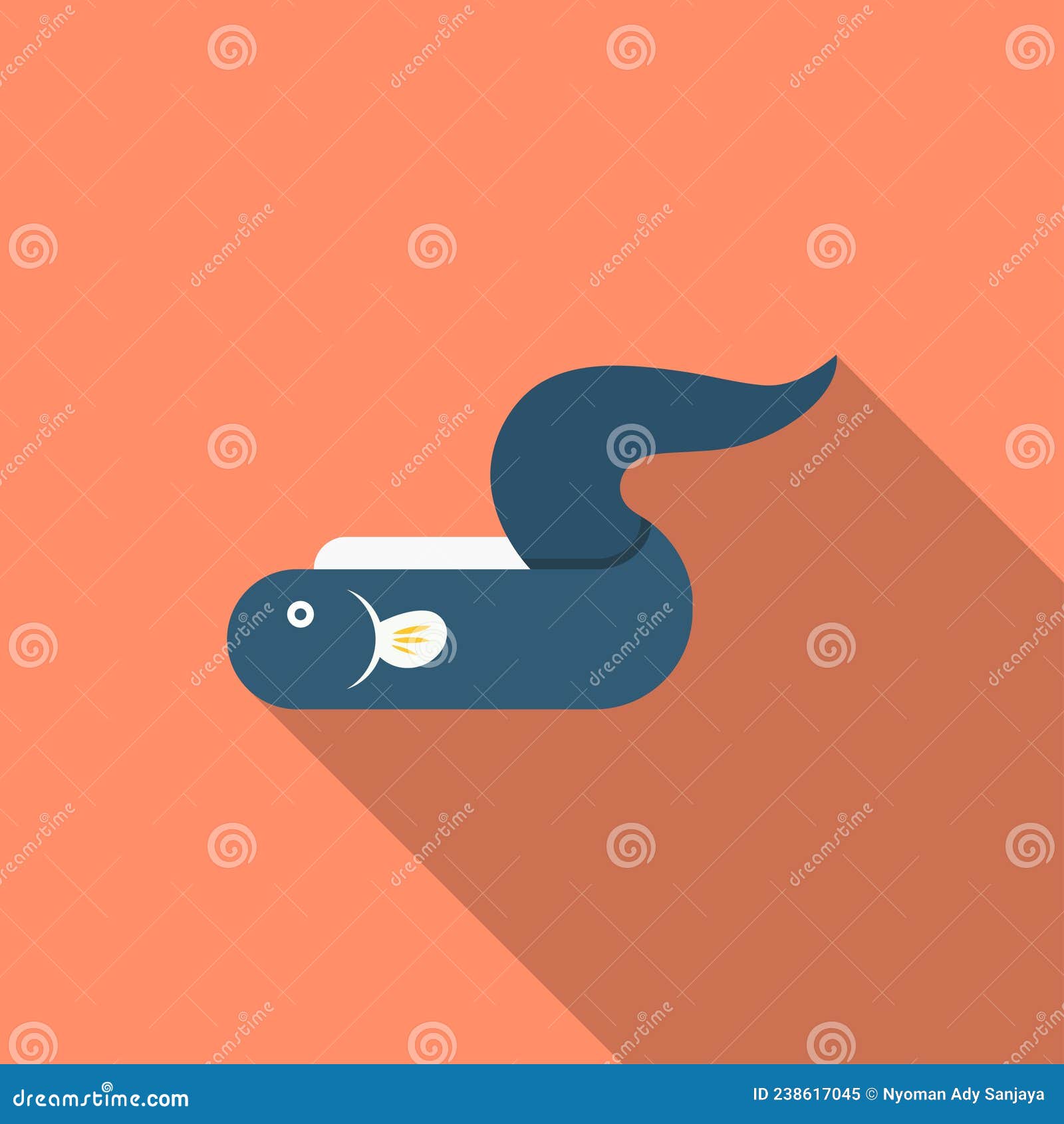 Eel Vector Icon Symbol, Flat Design, Long Shadow Stock Vector - Illustration of creature, flat ...