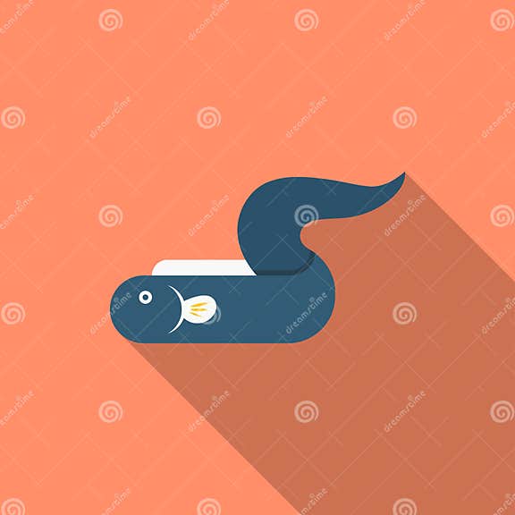 Eel Vector Icon Symbol, Flat Design, Long Shadow Stock Vector ...