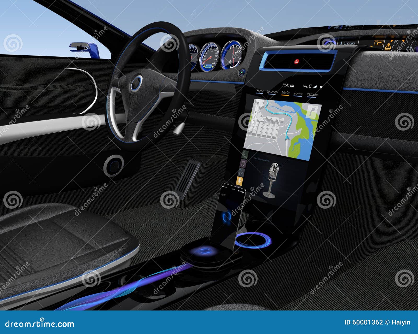 Eelectric Car Console UI Design with Map Navigation Screen Stock ...