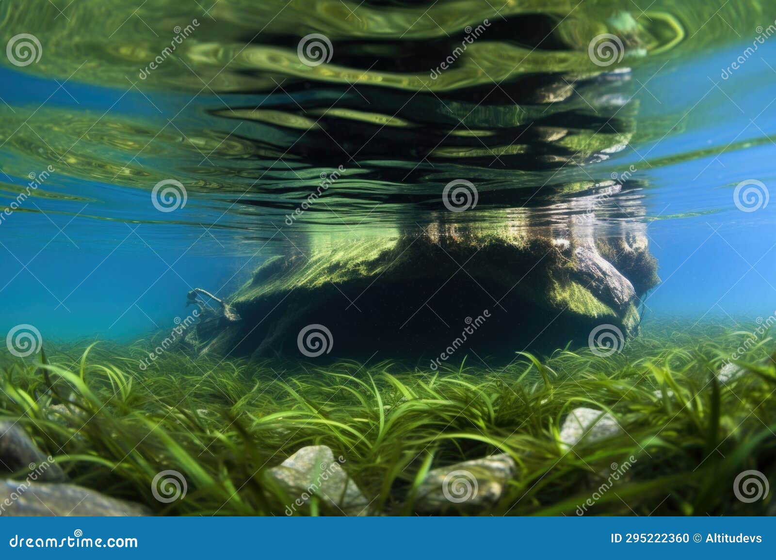 Eelgrass On River Water. Red And Green Eelgrass. Water Plants Stock ...