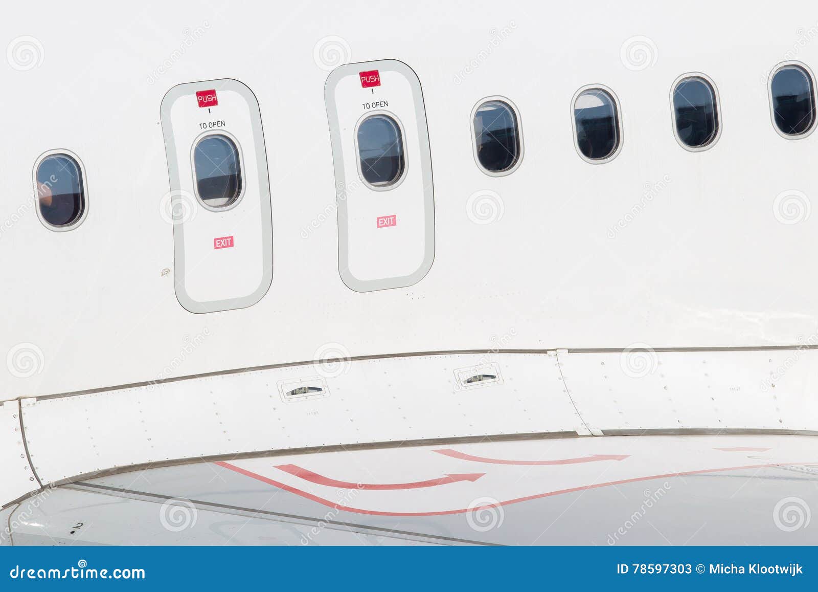 Eemergency Exit Door, Airplane Stock Image - Image of compartment ...