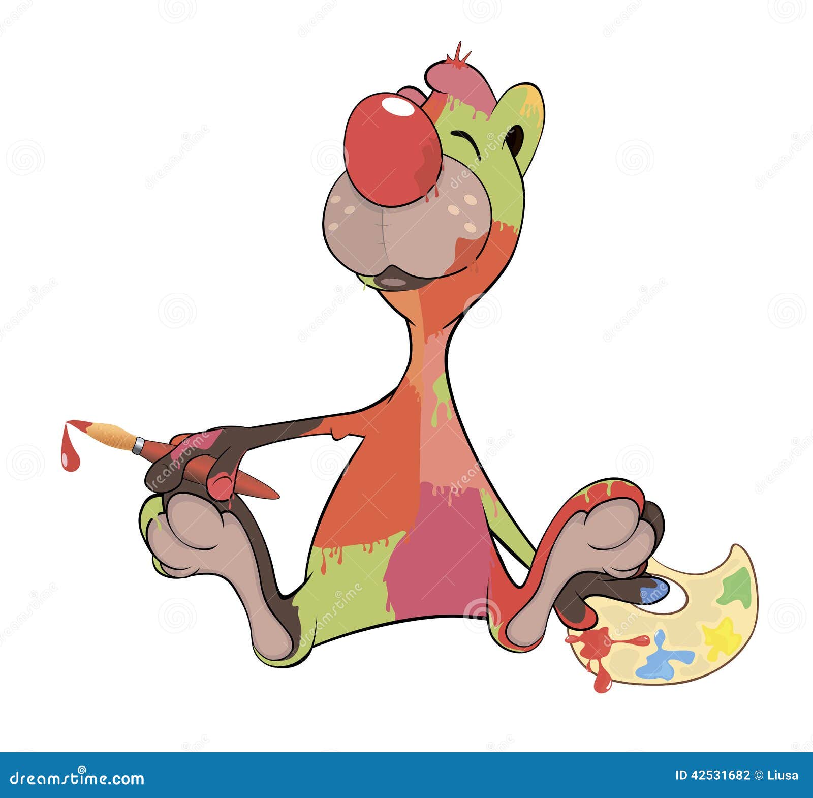 Een Beer De Kunstenaar Cartoon Vector Illustratie - Illustration of ...