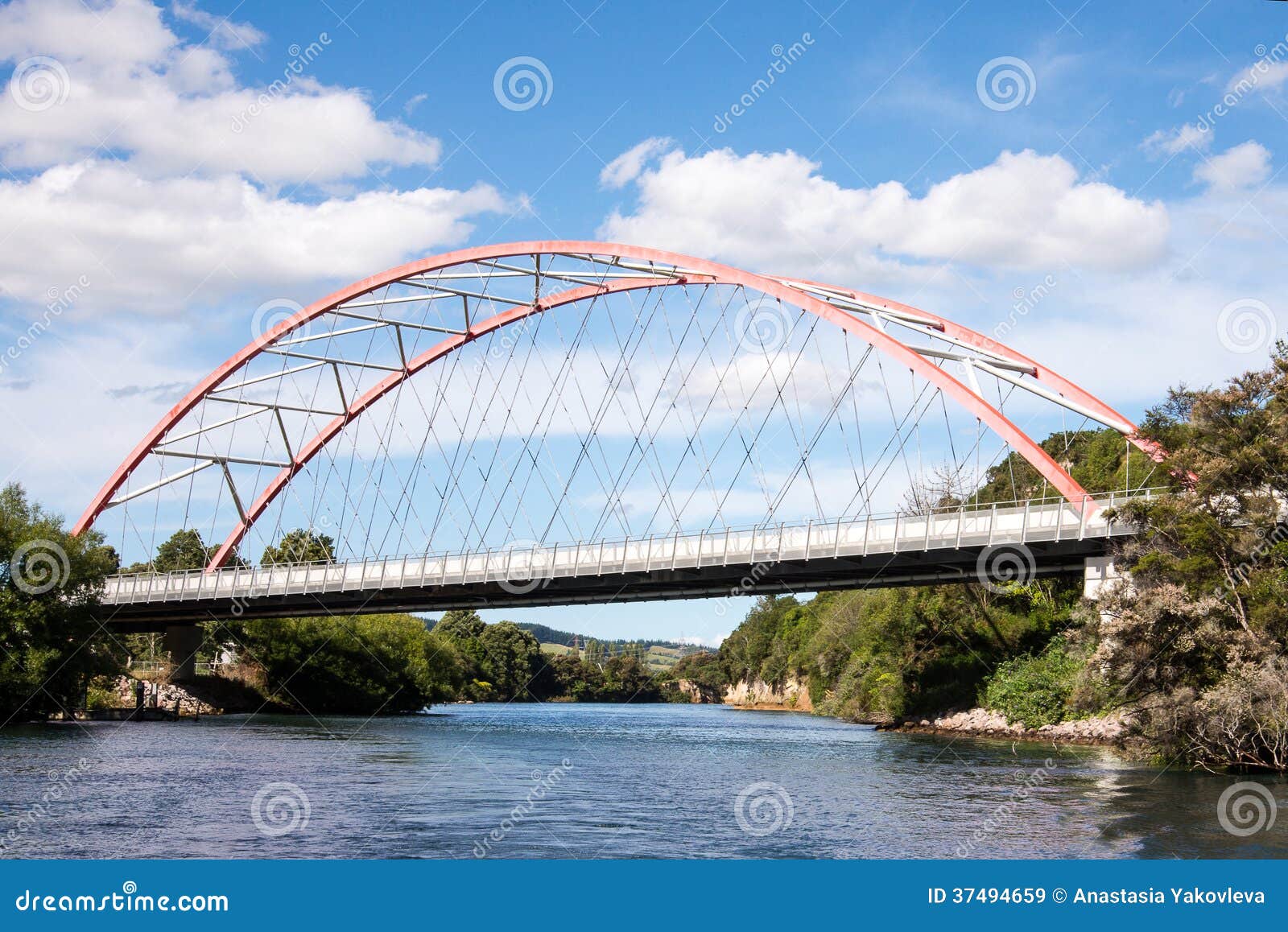 Een Boogbrug Over Waikato-rivier Stock Afbeelding - Image of gebouw ...
