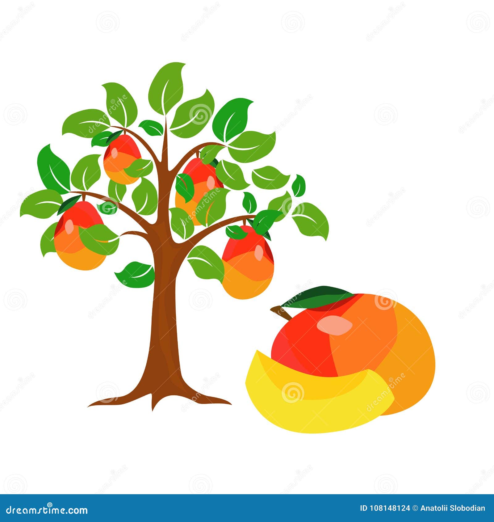 Een Boom Van Mango Vectorsymbool, Samenvatting, Pictogram, Element ...