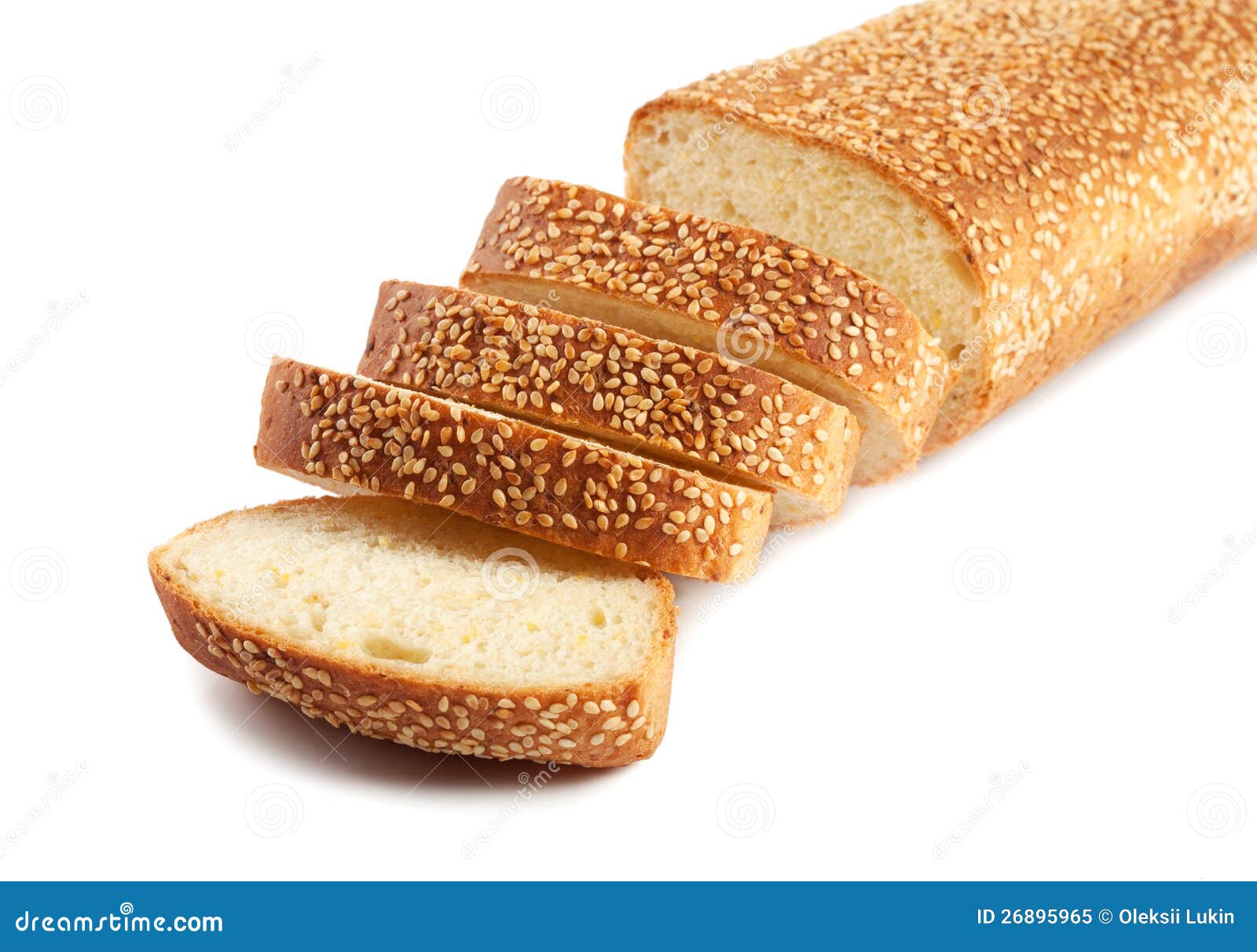 Een Brood Van Wit Brood Met Plakken Stock Afbeelding - Image of groep ...