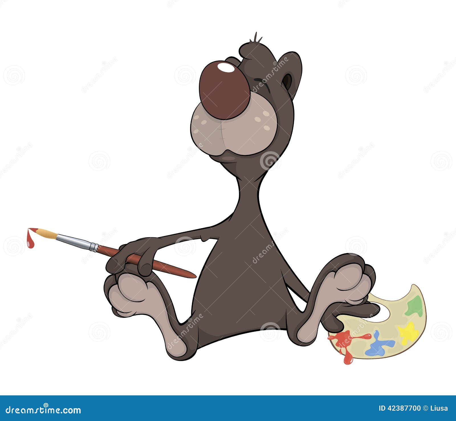 Een Bruine Beer De Kunstenaar Cartoon Vector Illustratie - Illustration ...