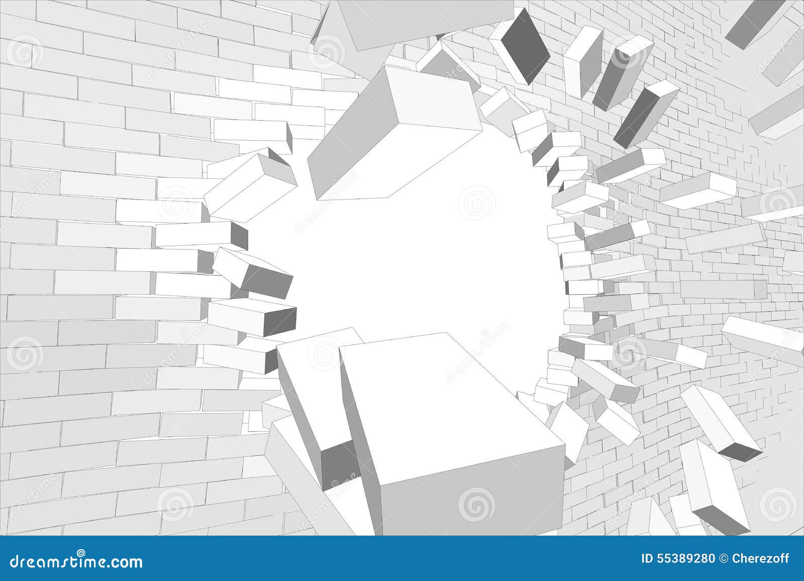 Een Deel Van Gebroken Witte Muur Met Gat Vector Illustratie ...