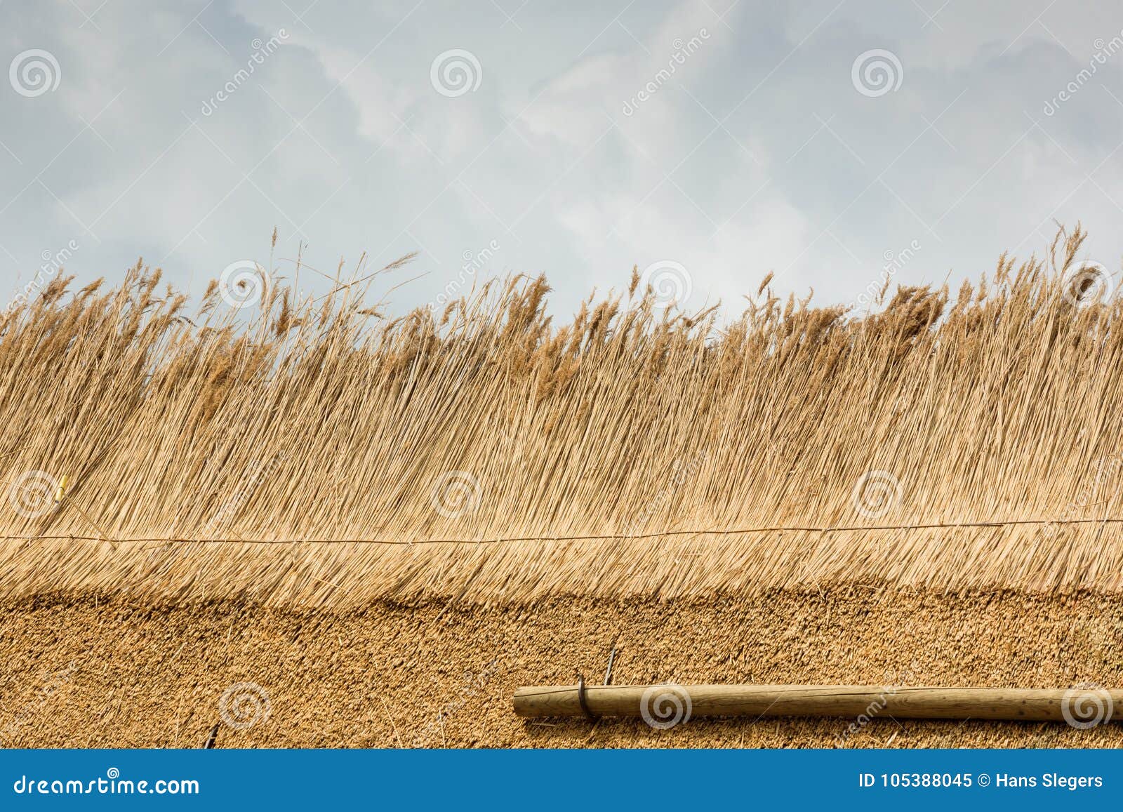 Een Deel Van Met Stro Bedekt Dak Met Stro Stock Afbeelding - Image of ...