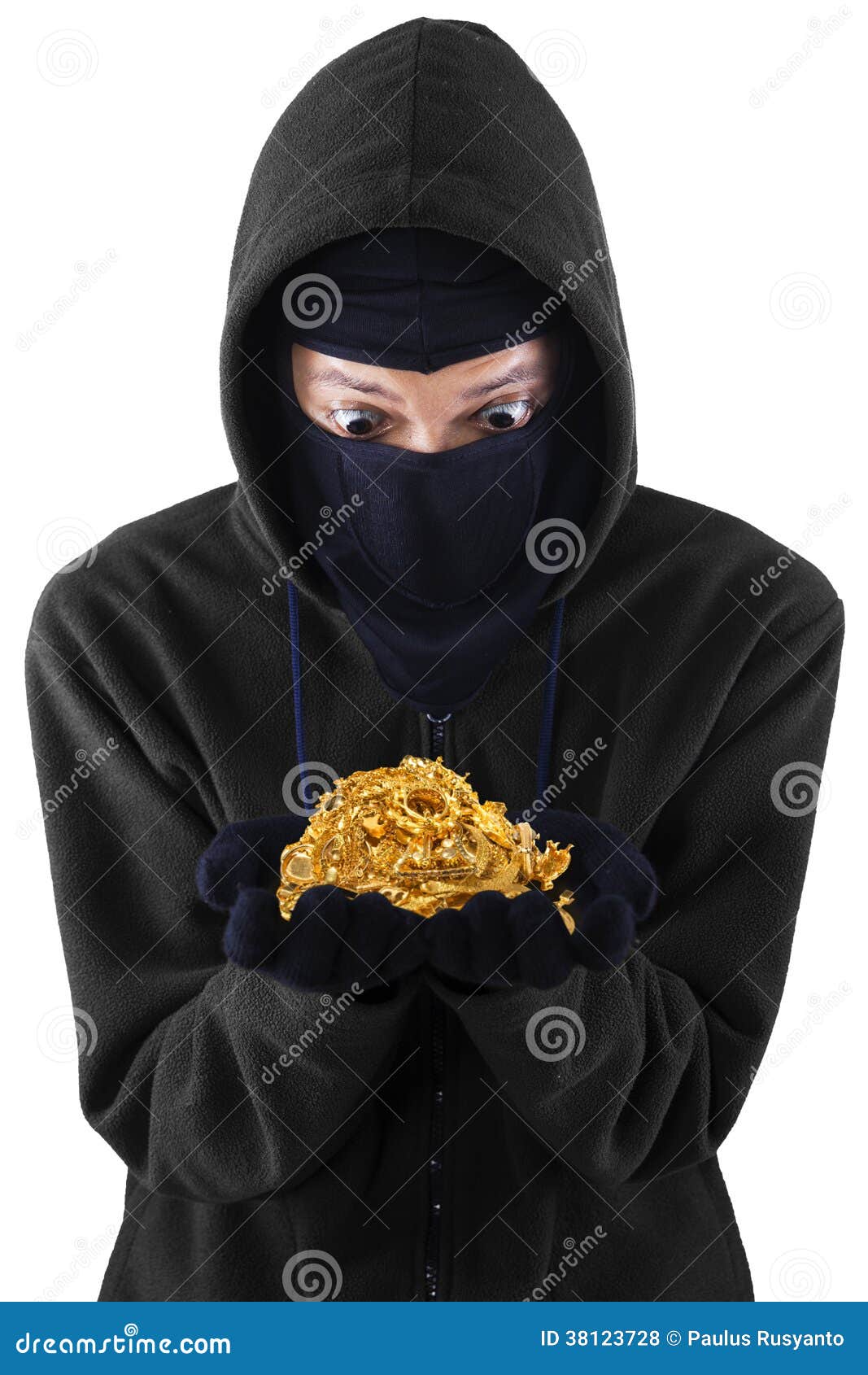 Een Diefholding Gestolen Goud Stock Foto - Image of besnoeiing, kwaad ...