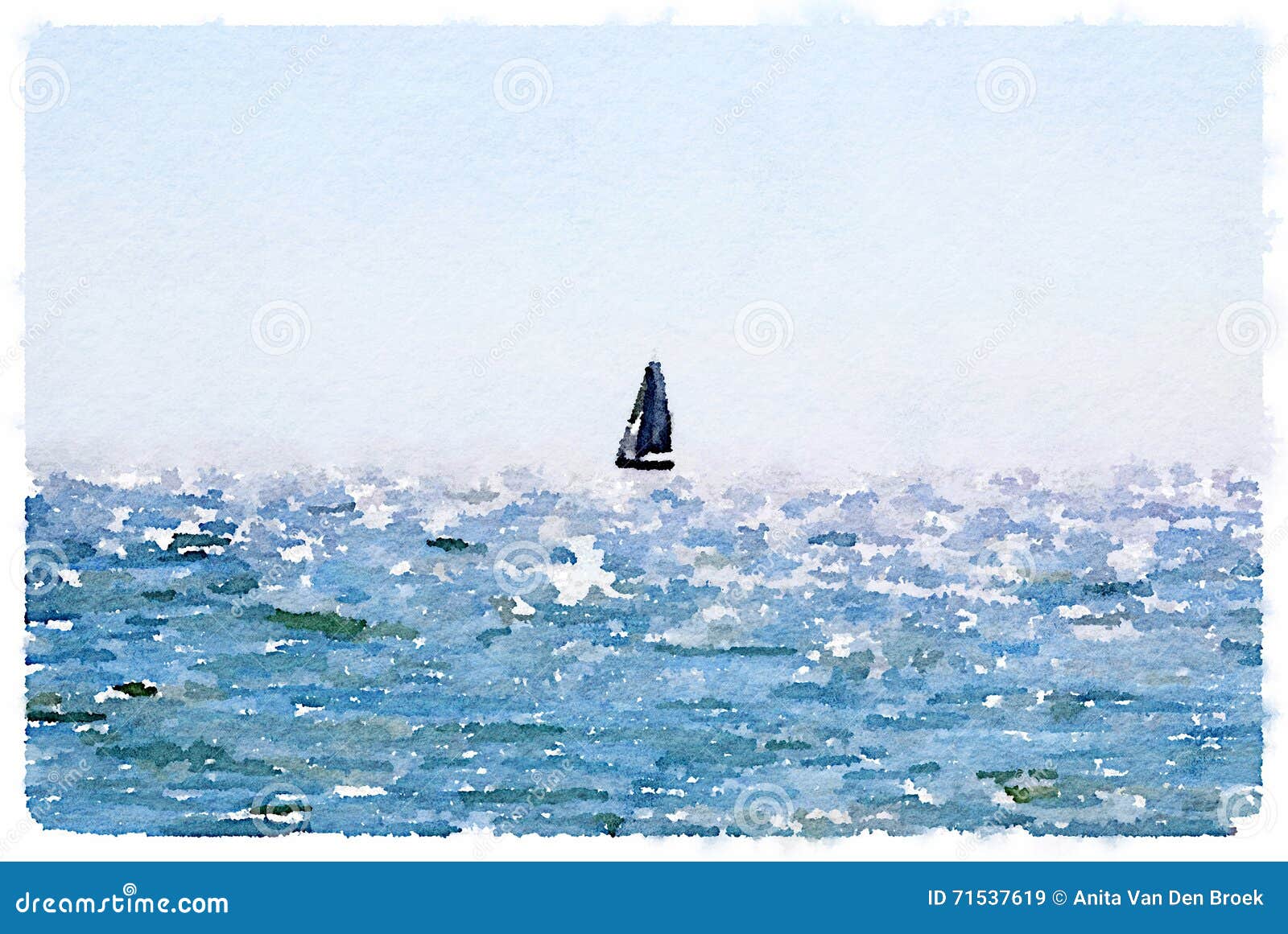 Een Digitale Waterverf Van Een Varende Boot Op Zee Stock Illustratie ...