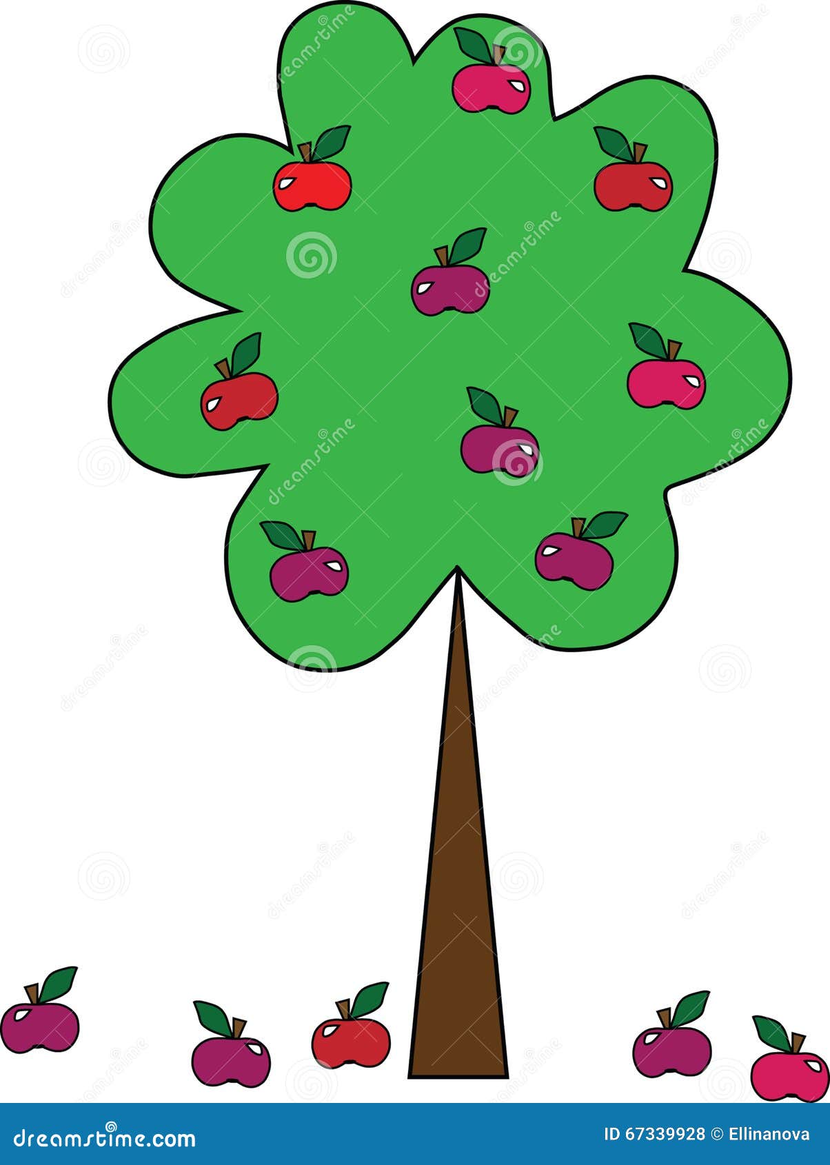 Een Eenvoudige Boom Met Appelen Vector Illustratie - Illustration of ...