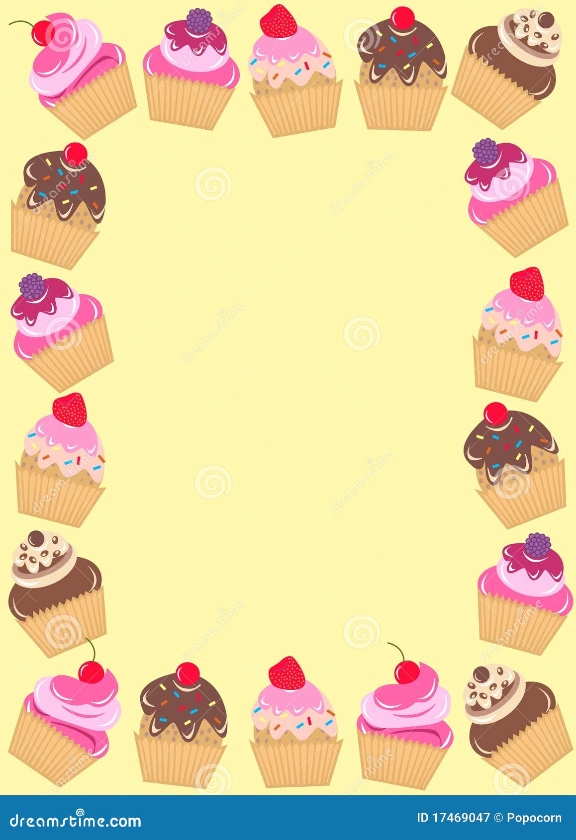 Een frame van cupcakes vector illustratie. Illustration of tekening ...
