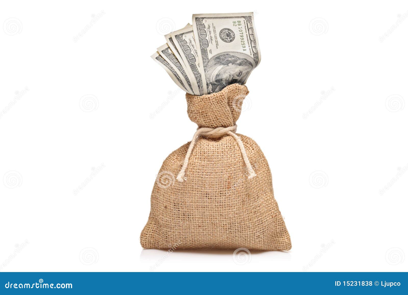 Een Geldzak Met De Dollars Van De V.S. Stock Foto - Image of ...