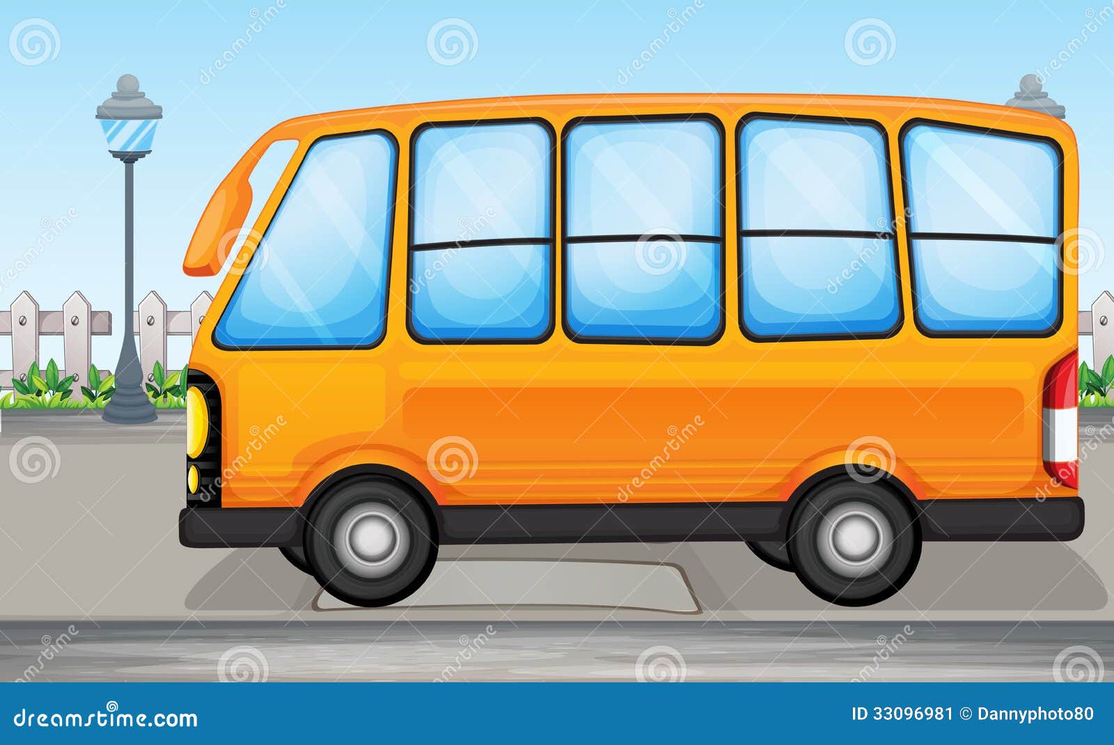 Een gele bus vector illustratie. Illustration of schaduw - 33096981