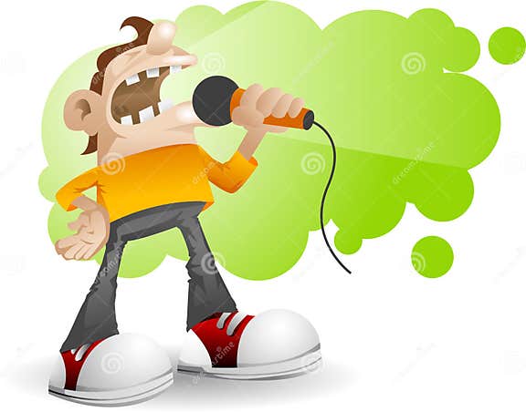 Een Grappige Mens Die Luid Zingt Vector Illustratie - Illustration of ...
