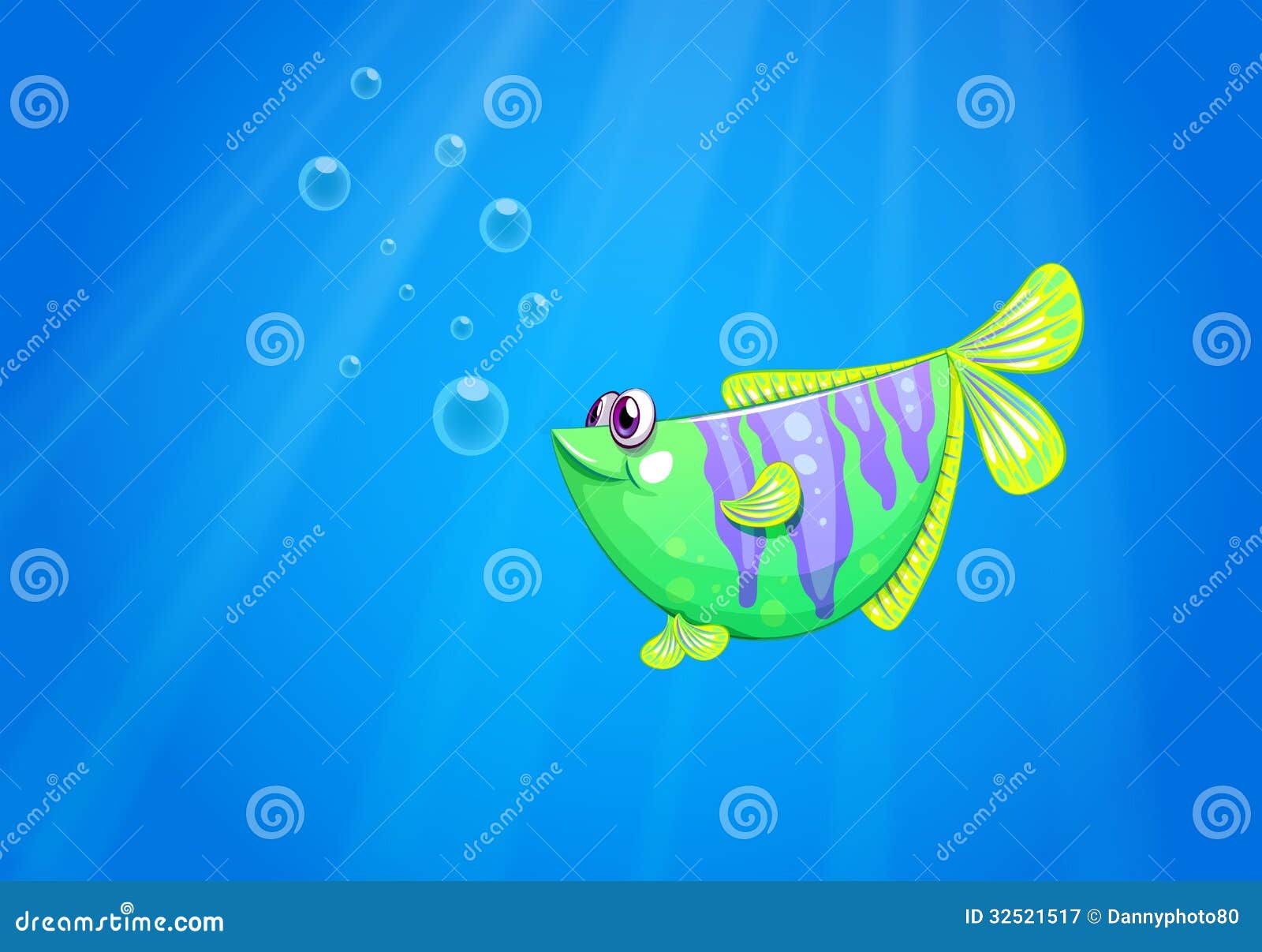 Een Groene Vis Onder Het Overzees Vector Illustratie - Illustration of ...
