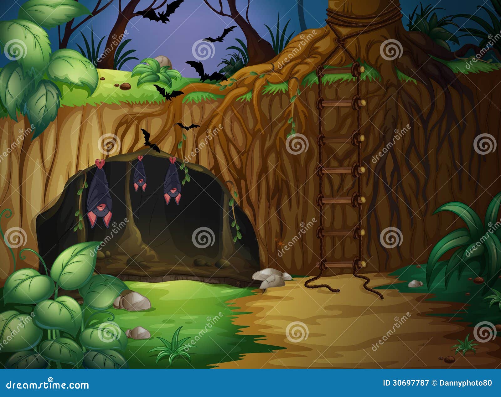 Een hol en knuppels vector illustratie. Illustration of boom - 30697787