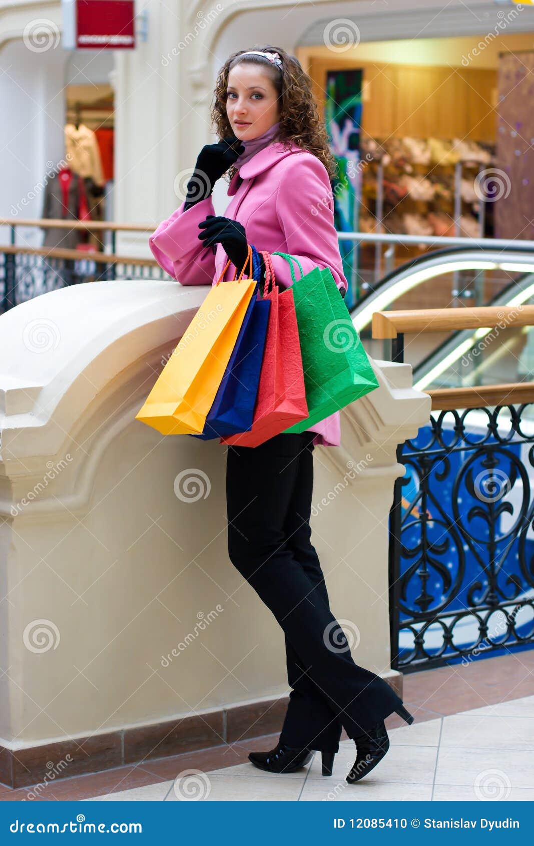 Een Jong Meisje Met Aankopen Stock Foto - Image of dame, winkelen: 12085410