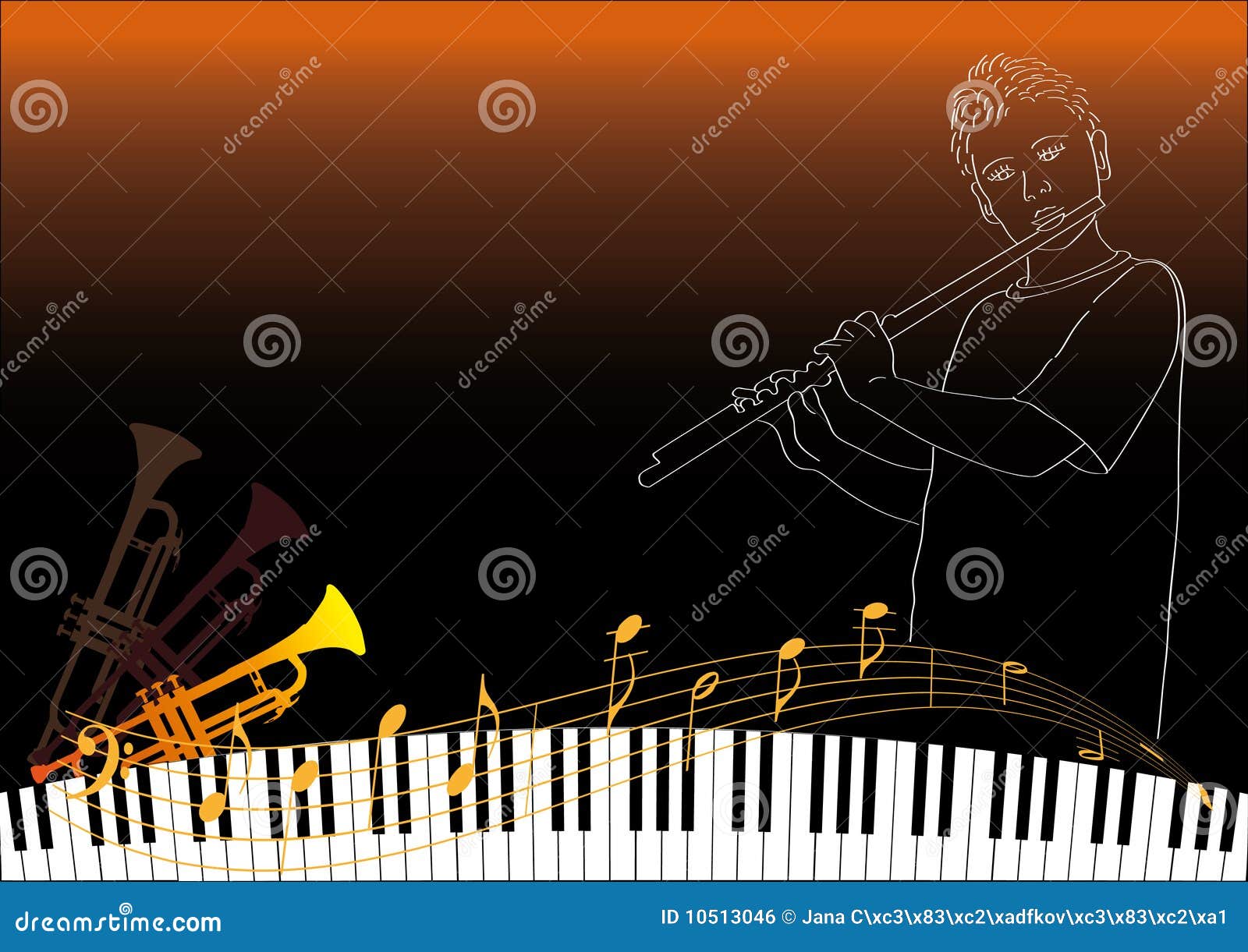 Een Jongen Die De Fluit Speelt Stock Illustratie - Illustration of ...