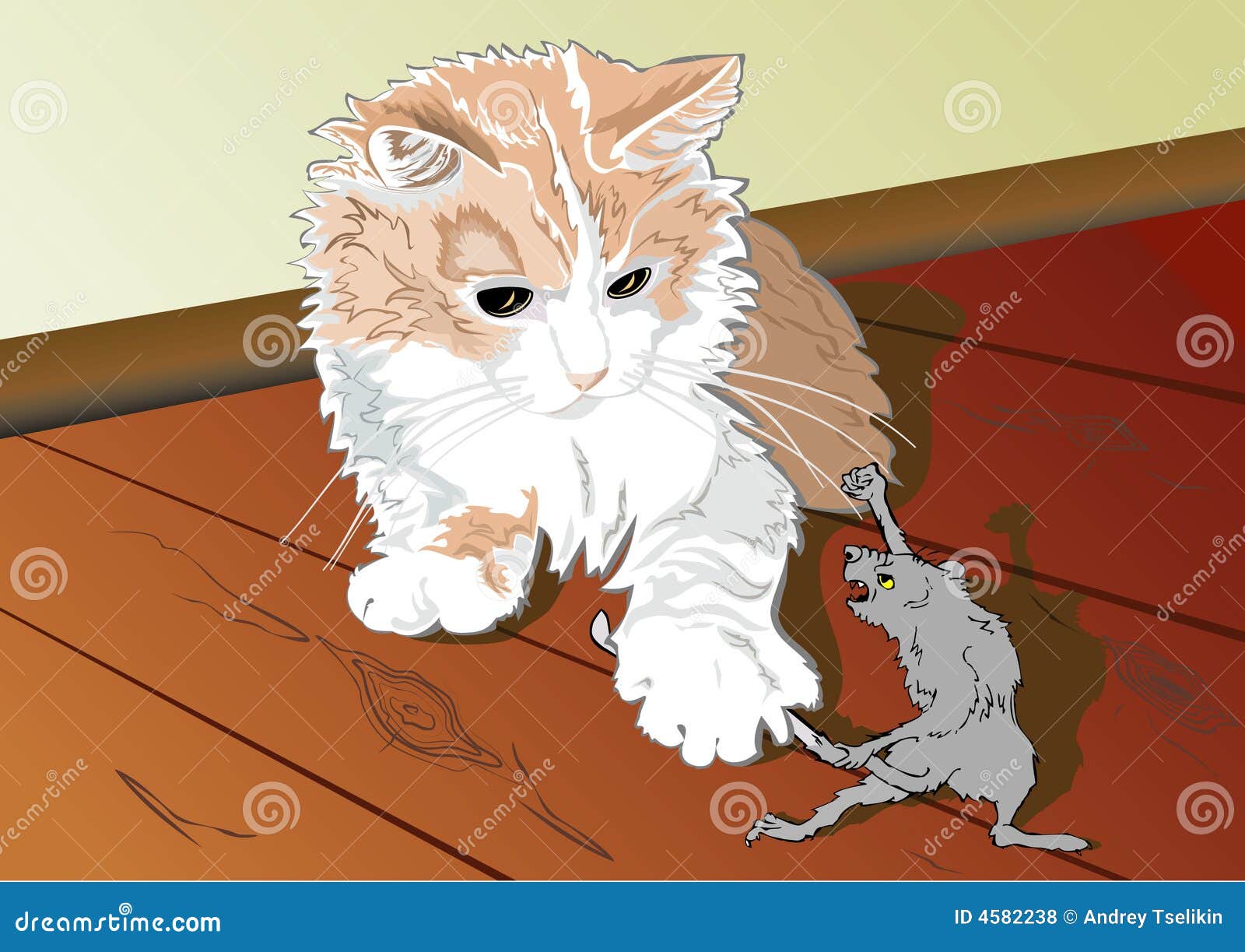 Een kat en een rat vector illustratie. Illustration of komisch - 4582238