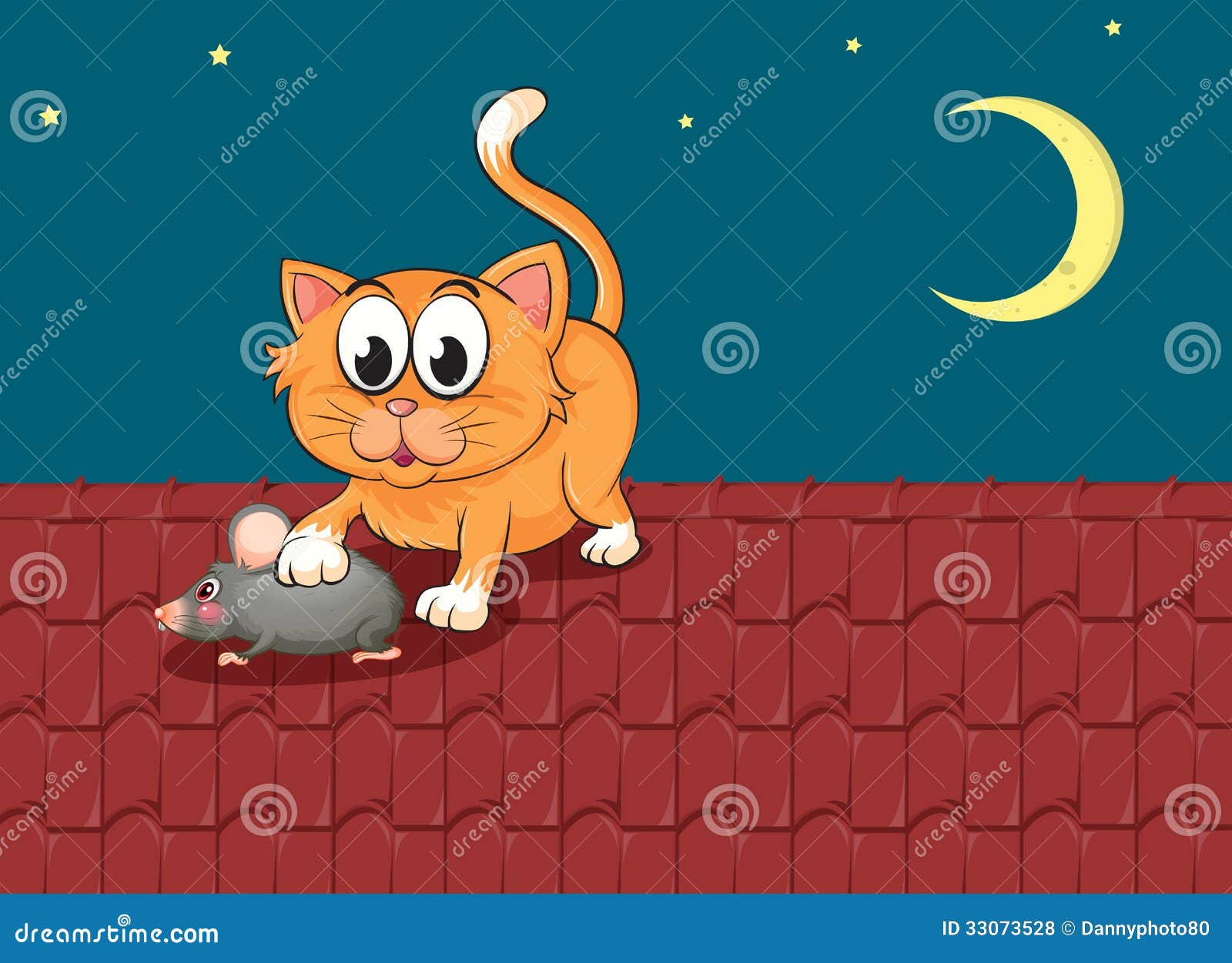 Een Kat En Een Rat Bij Het Dak Vector Illustratie - Illustration of ...