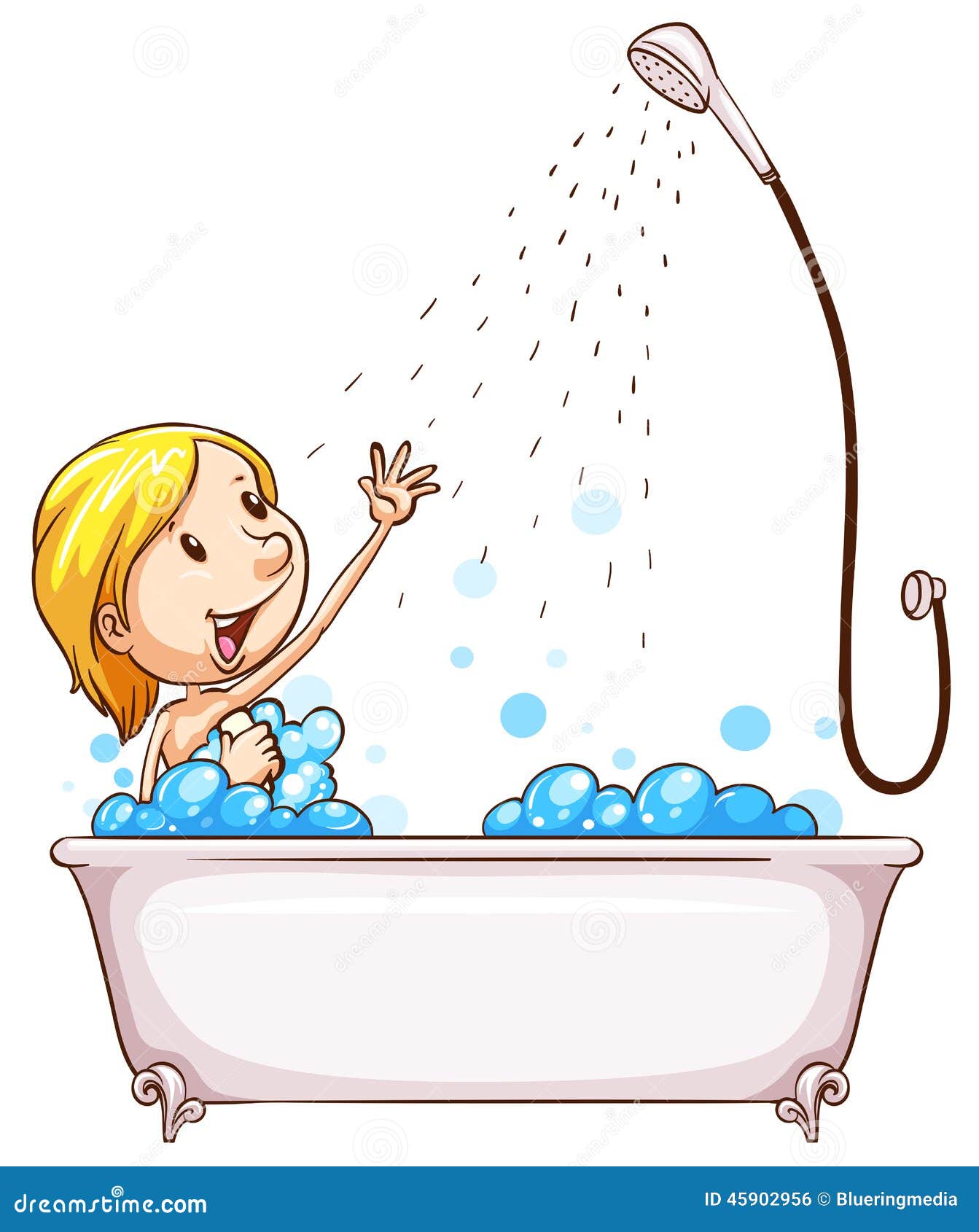 Een Meisje Die Van De Douche Genieten Vector Illustratie - Illustration ...