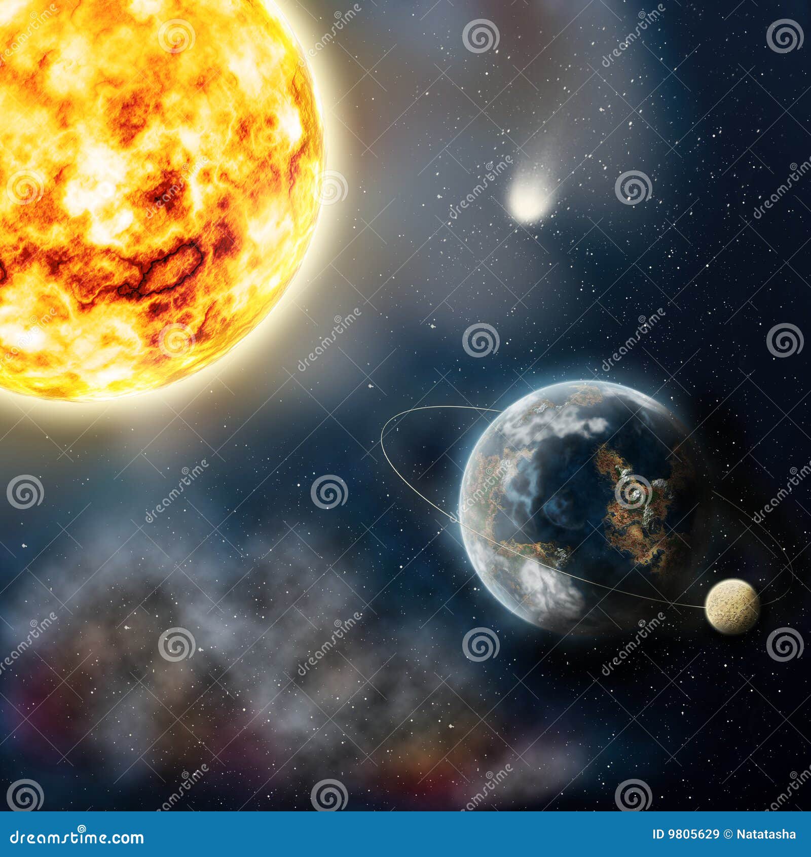 Een Planeet is Aarde En Zon Stock Illustratie - Illustration of ...
