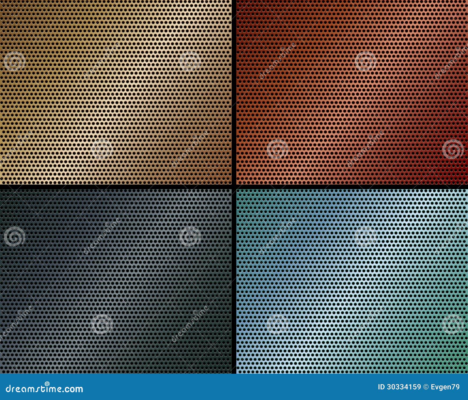 Een Reeks Metaalachtergronden Van Geperforeerd Metaal Stock Illustratie ...