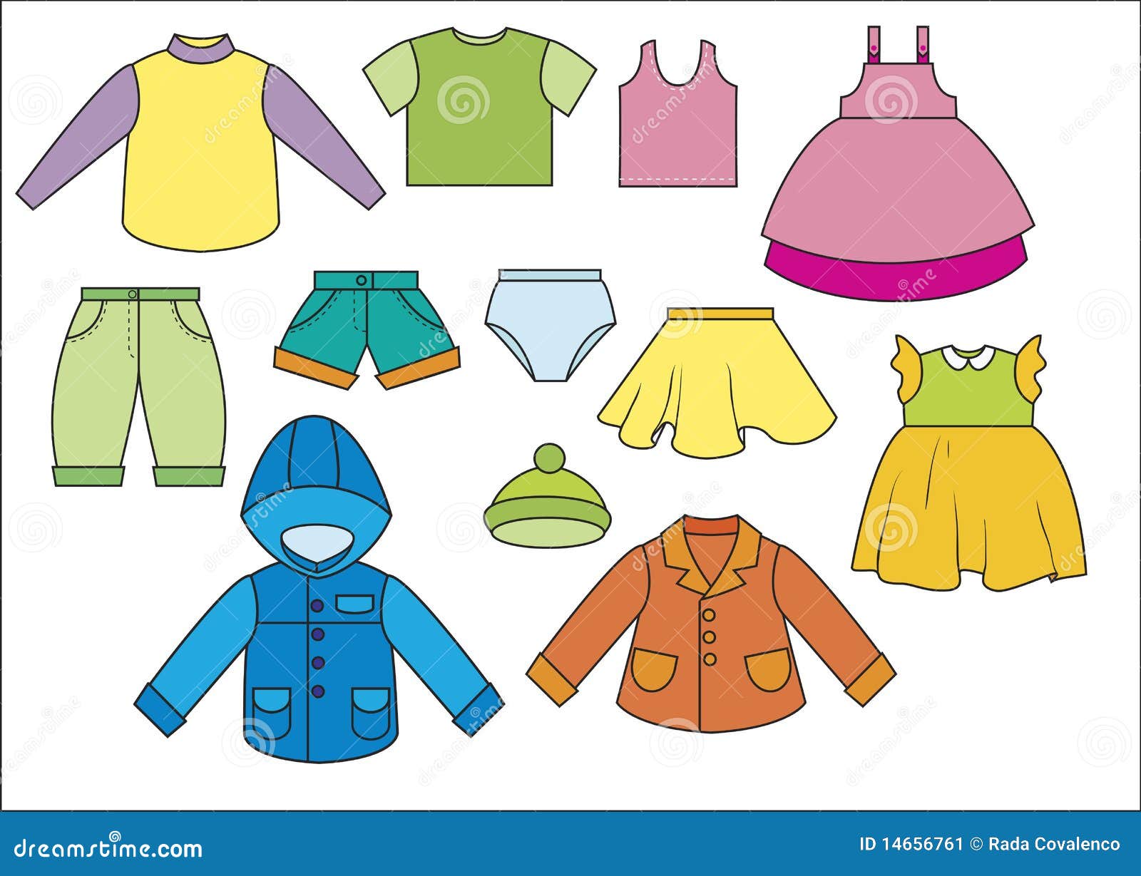 Een reeks van van kleding vector illustratie. Illustration of grafisch ...