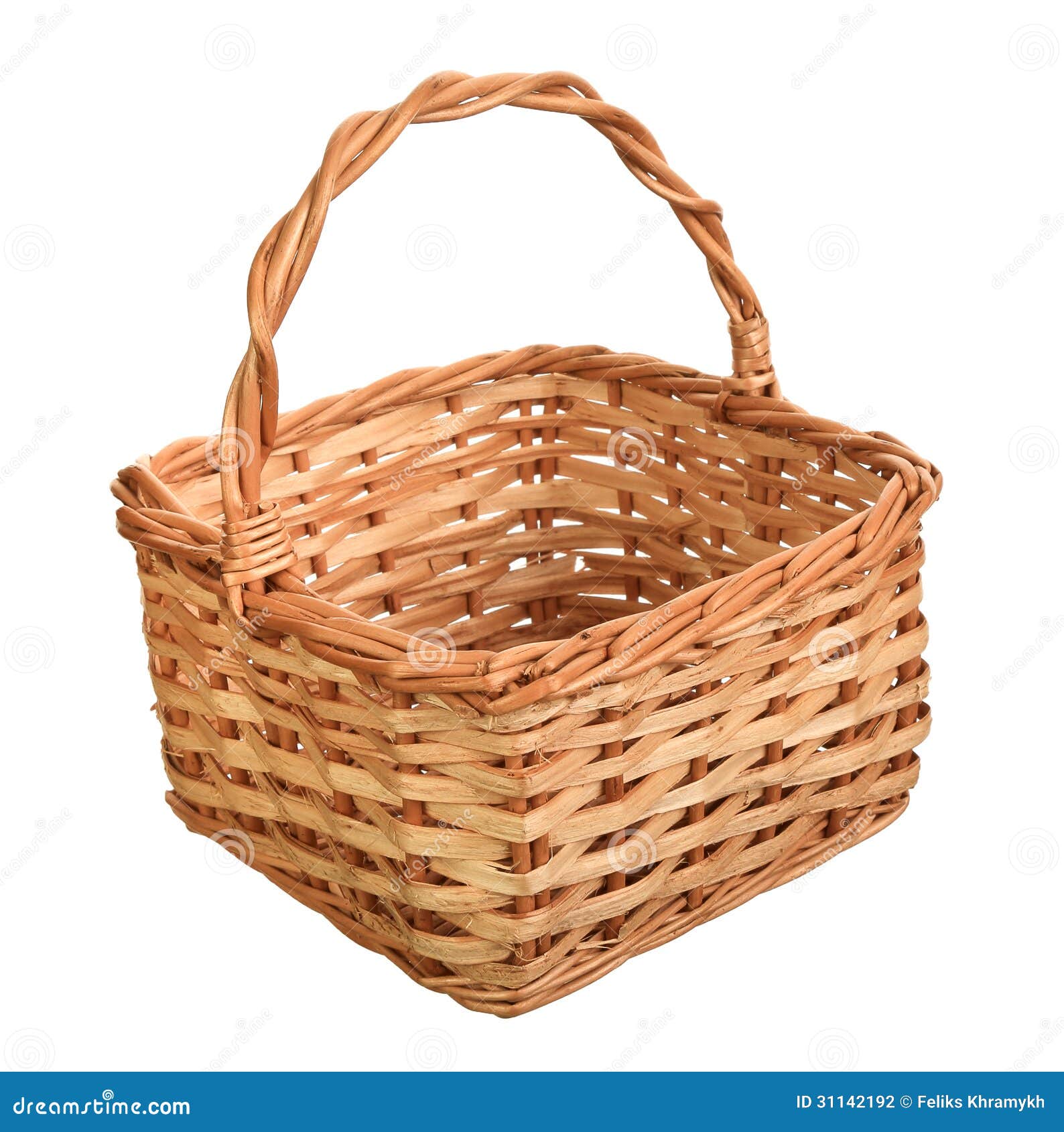 Een Rieten Mand Met Handvat. Stock Foto - Image of traditioneel, takje ...