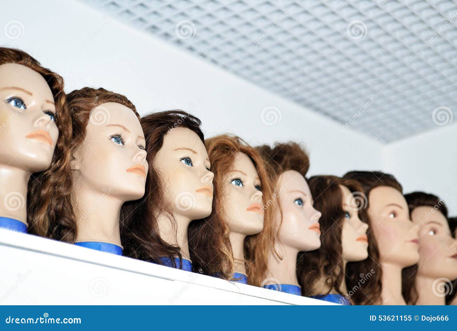 Een Rij Van Modellen Voor De Kapper Stock Afbeelding - Image of kapper ...